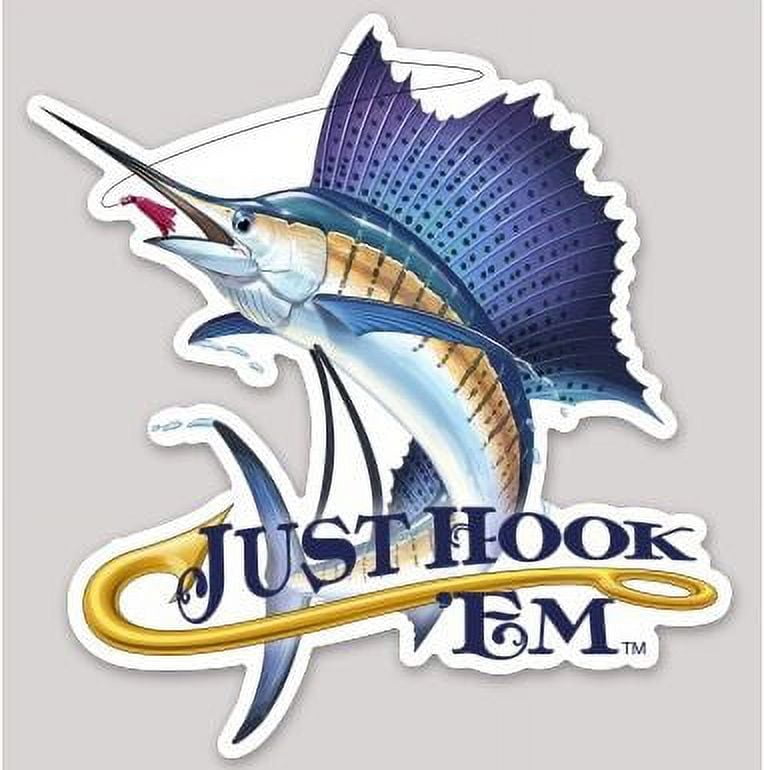 Just Hook 'Em Sailfish Decal, 5.67" x 6.00", Weatherproof Vinyl Decal ...