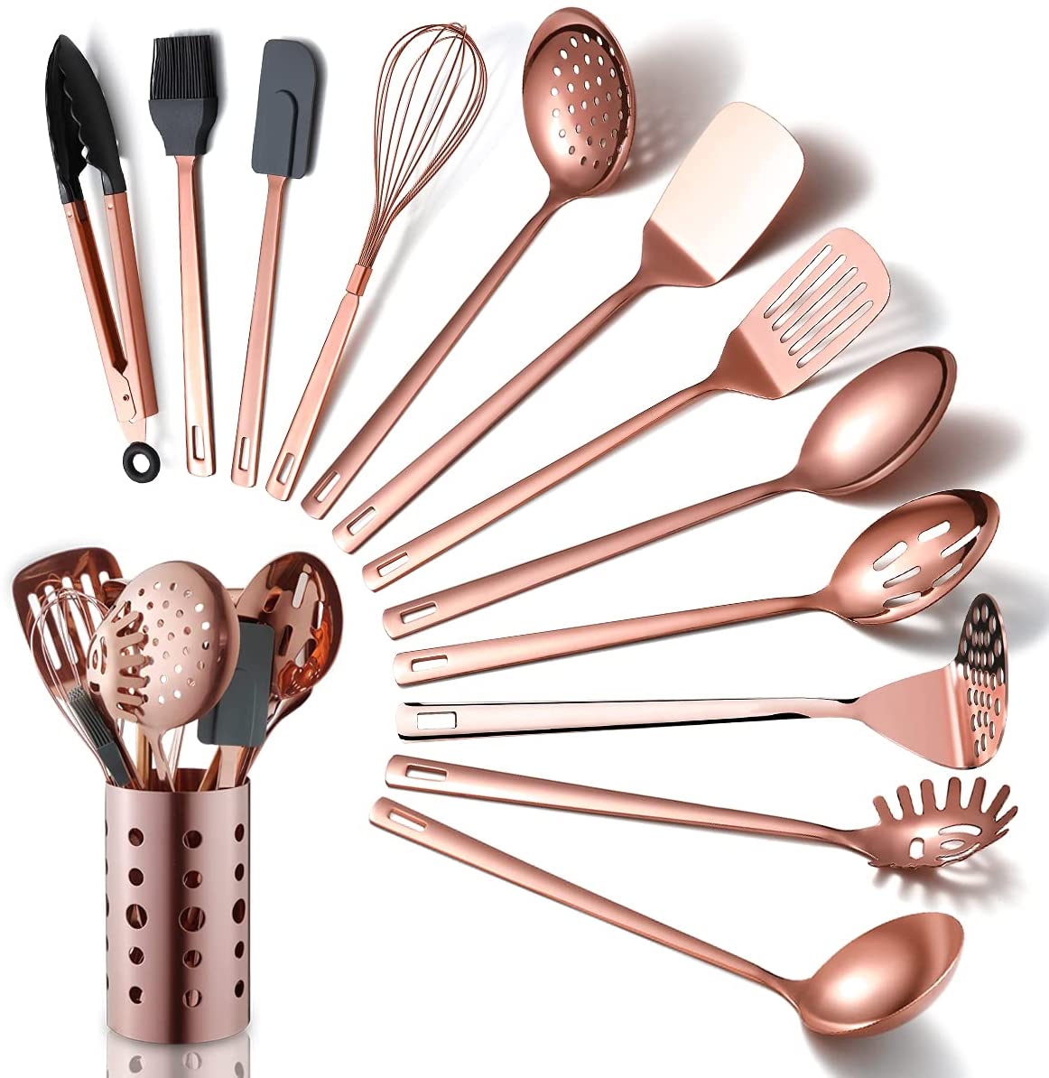Oster Kitchen Bliss Kitchen Tools Set with Rose Gold Handle, Set of 5 ...