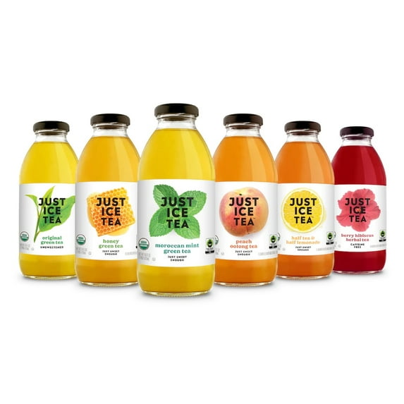 Just Ice Tea, Organic Iced Tea, 16 Fl Oz Glass Bottles, Variety Pack ...