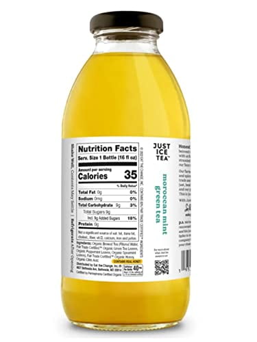 Just Ice Tea Organic Iced Tea, 16 Fl Oz Glass Bottles (Morrocan Mint ...