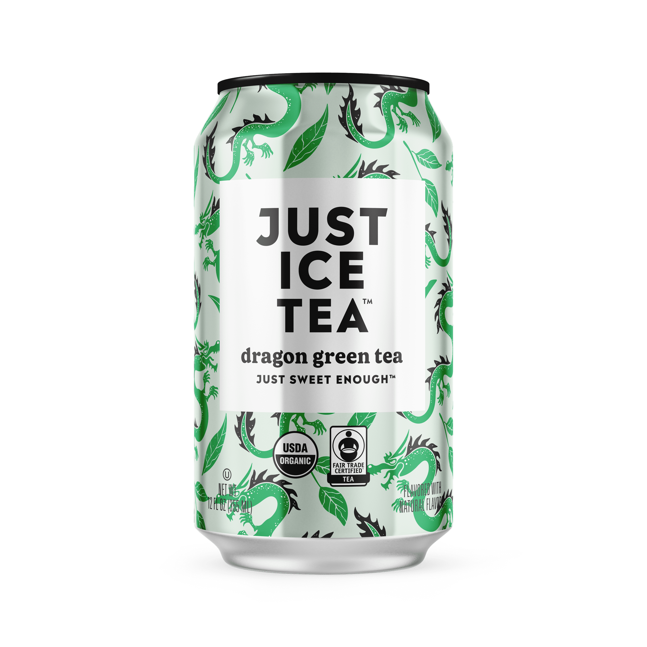 Just Ice Tea Organic Iced Tea, Dragon Green Tea, 12 Fl Oz Cans (Pack of ...