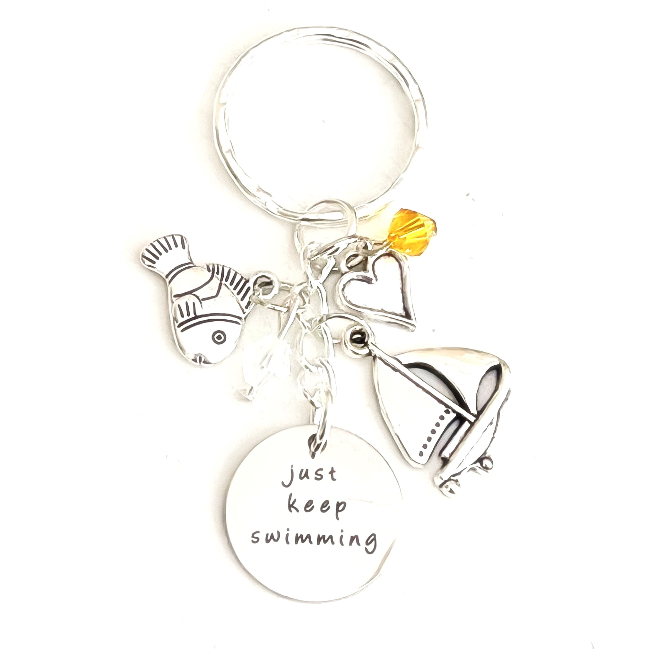 Just Keep Swimming Finding Nemo Inspired Silver Charm Keychain ...
