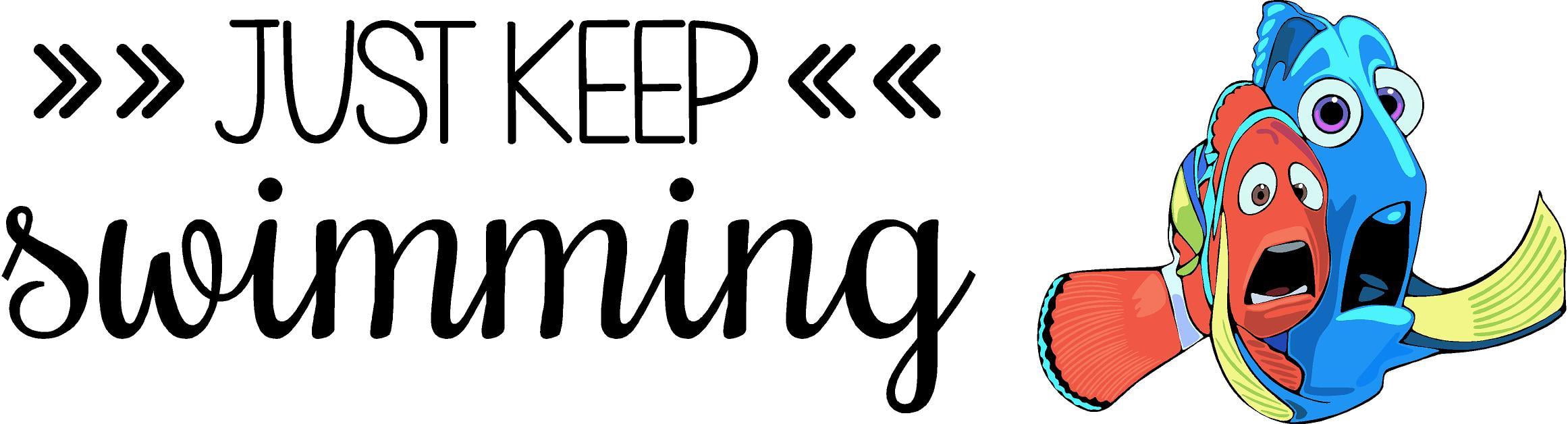 Just Keep Swimming Wall Art Decal Quotes - 16" x 56" Stick And Peel ...