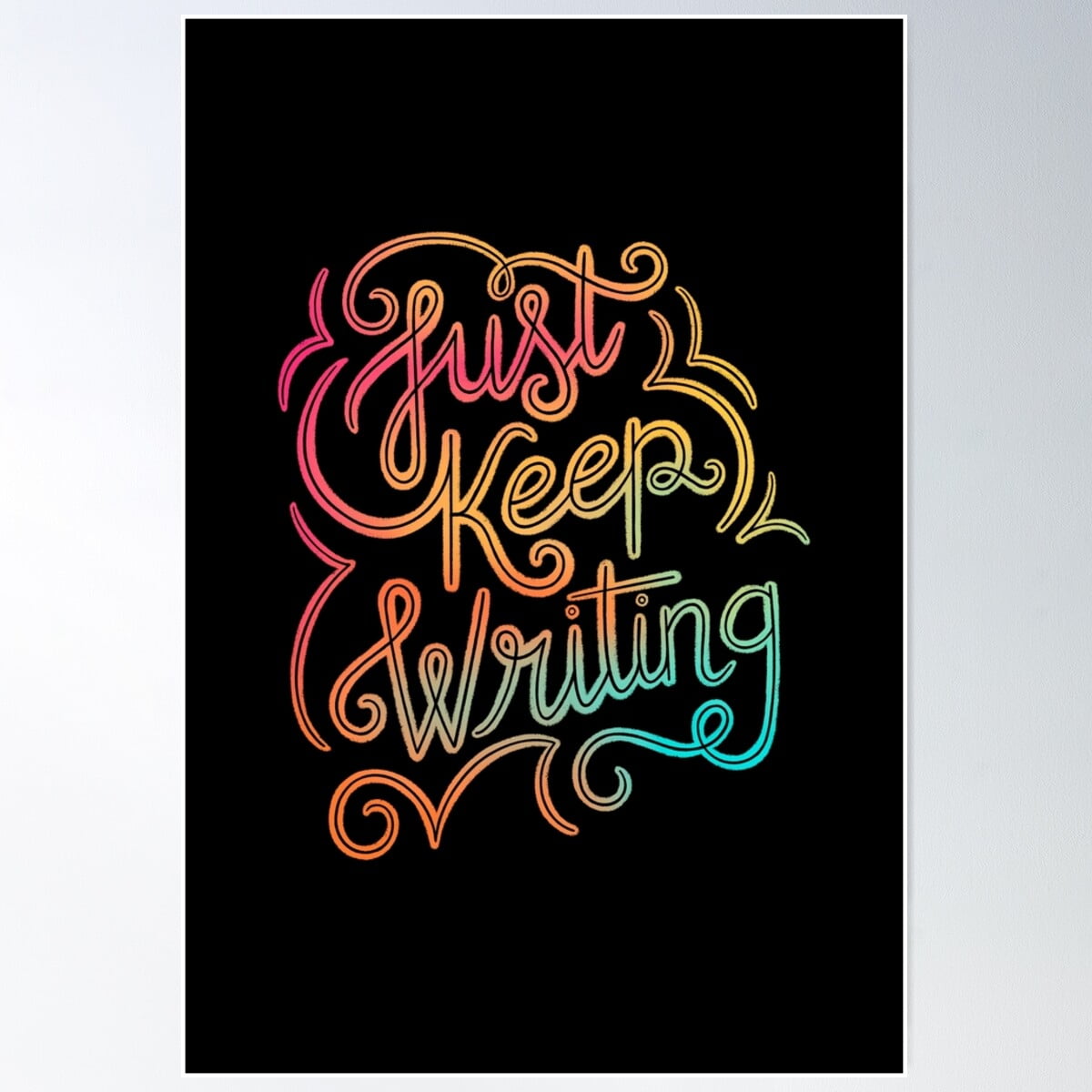 Just Keep Writing Poster Wall Art, Modern Wall Decor For Living Room ...
