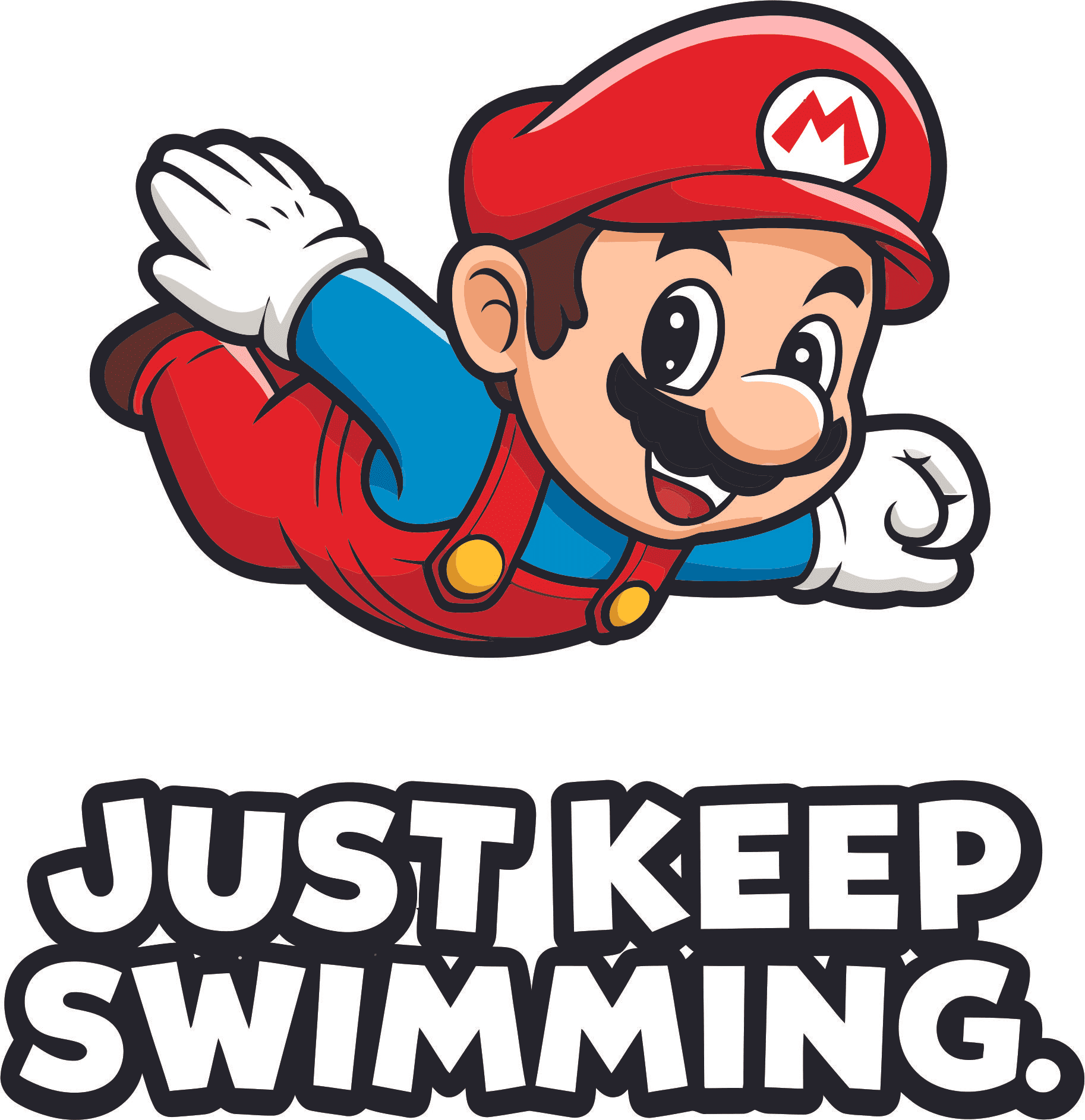 Just Kepp Swimming Adorable Quote Wall Decal Decoration Mario Super ...