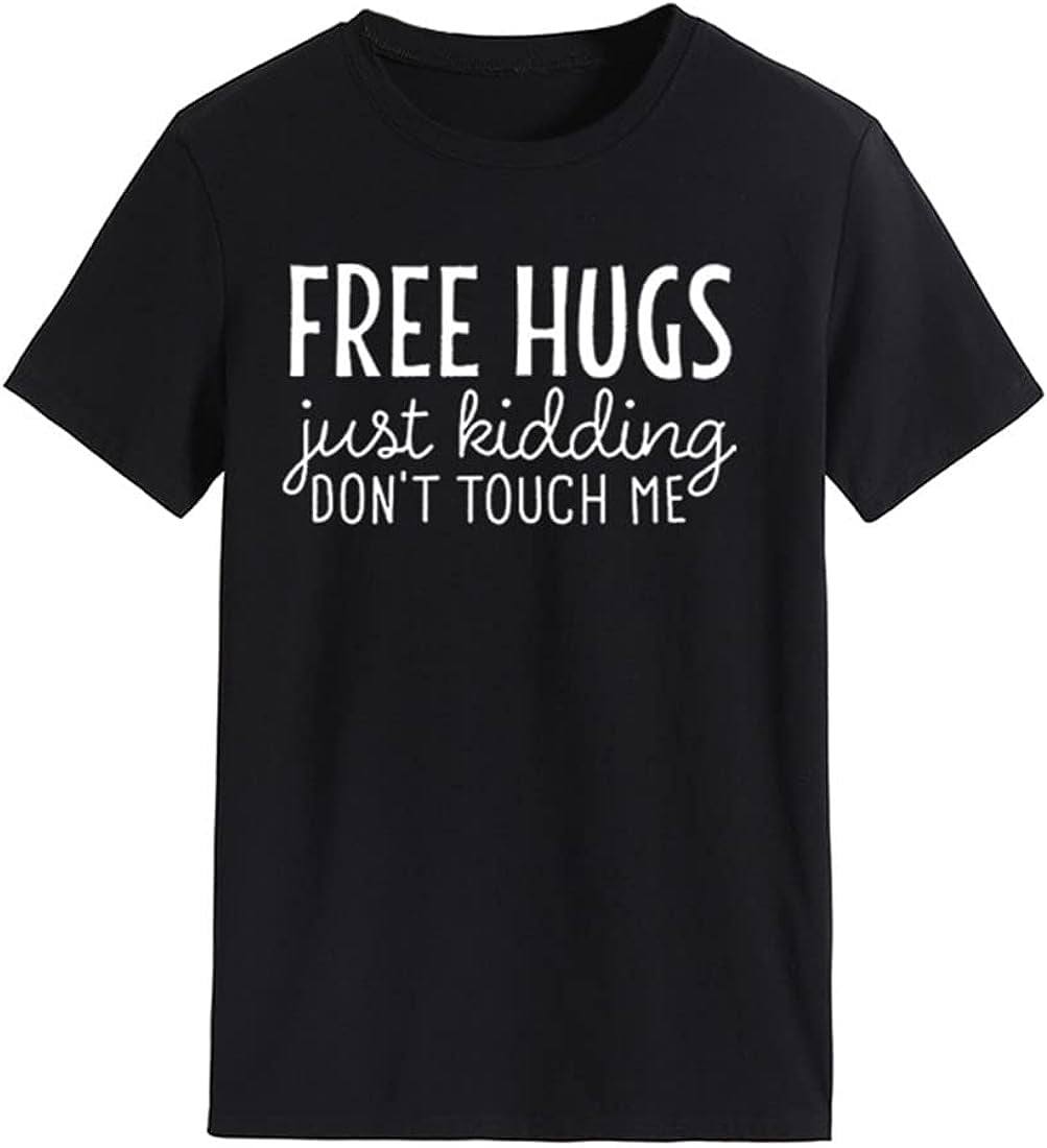 Just Kidding Don't Touch Me Pattern Letter Printed Shirts Casual Short ...