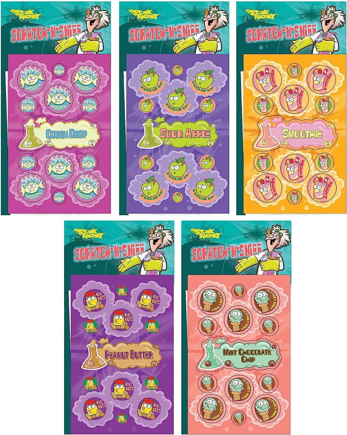 Just For Laughs Dr. Stinky's Scratch N Sniff Stickers 5-Pack- Sour ...
