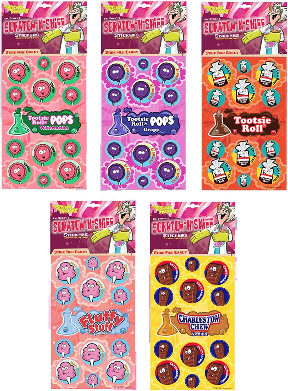 Just For Laughs Dr. Stinky's Scratch N Sniff Stickers 5-Pack- Tootsie ...