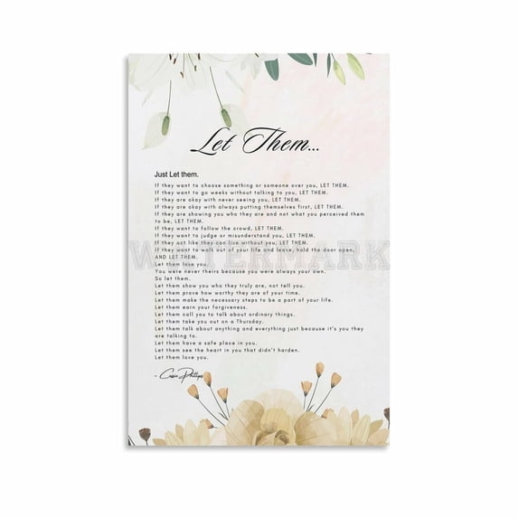 Just Let Them Poem Poster,Self Worth Quote Print (2) Canvas for Living ...