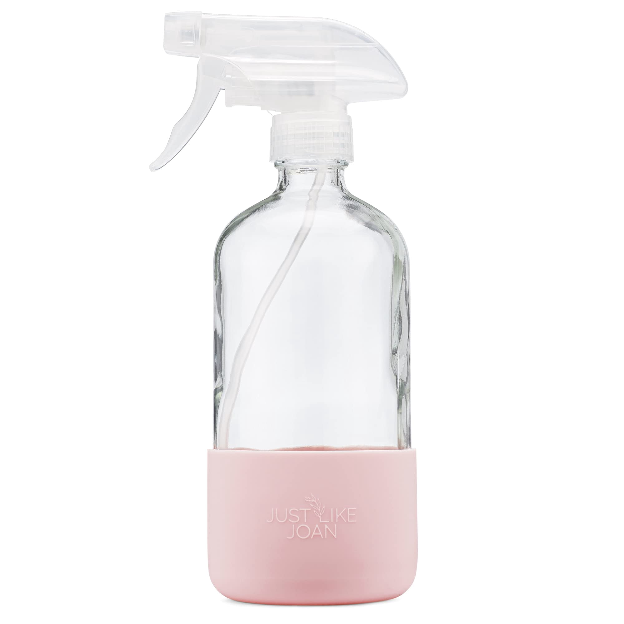 Just Like Joan 16 oz Clear Glass Spray Bottle with Pink Sleeve for ...