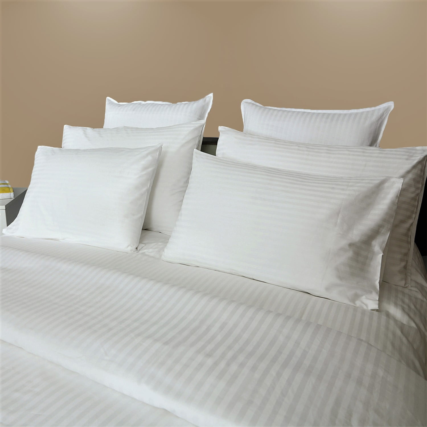 Just Linen Hotel Linen Collection, 210 TC 100% Cotton Sateen Striped ...