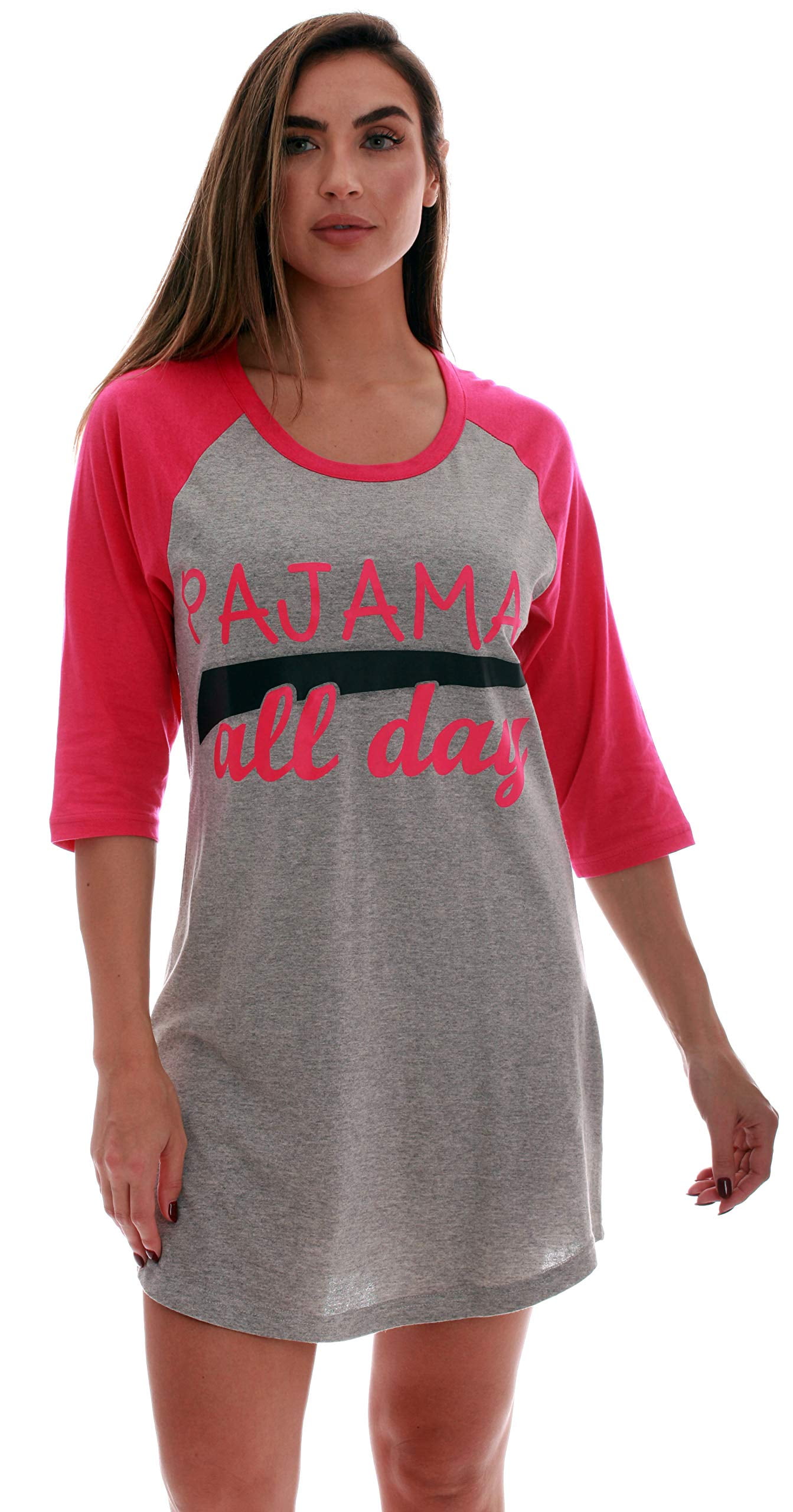 Just Love 100% Cotton Sleep Dress for Women Baseball Sleeve Nightshirt ...
