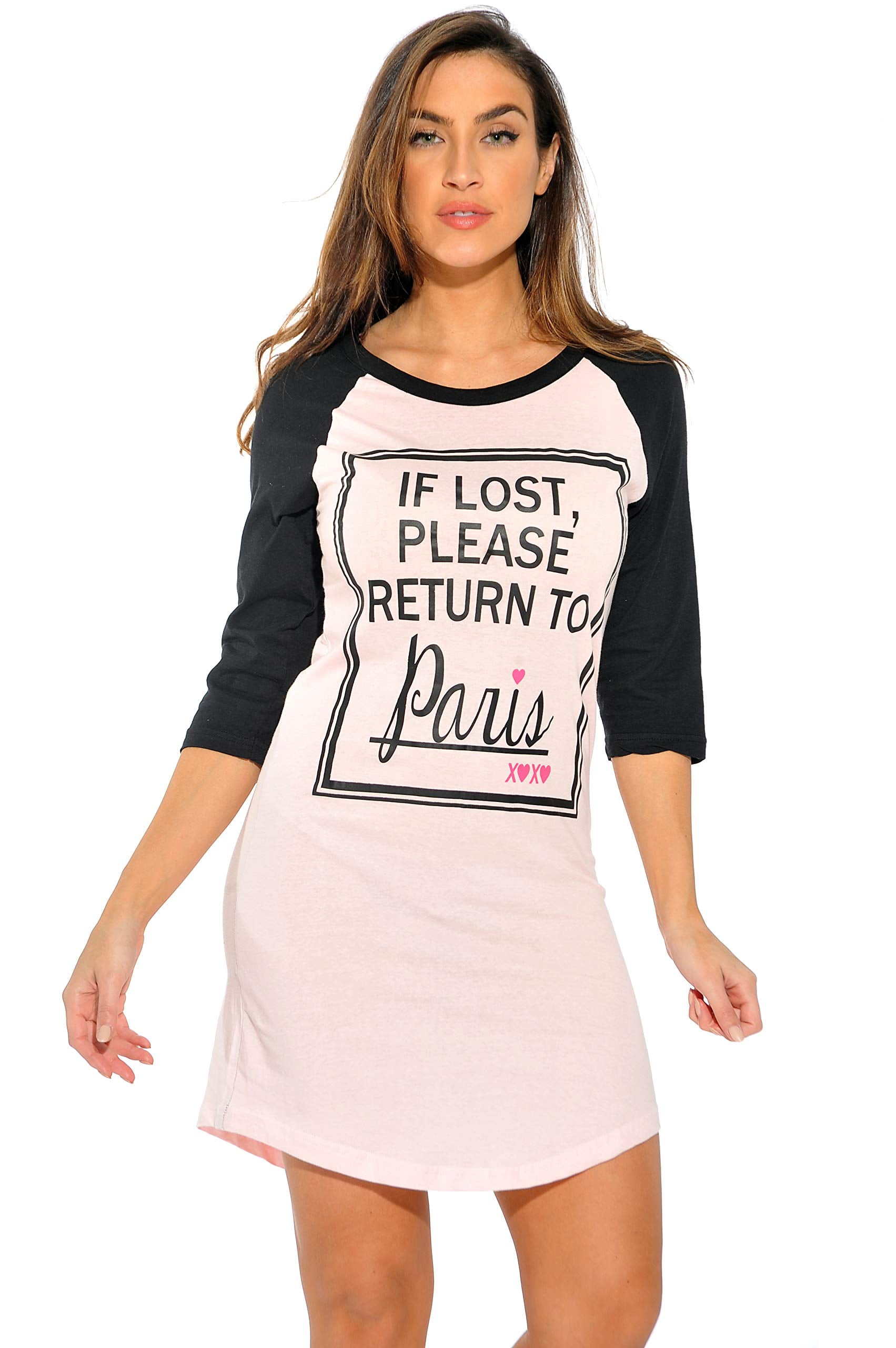 Just Love 100% Cotton Sleep Dress for Women Baseball Sleeve Nightshirt ...