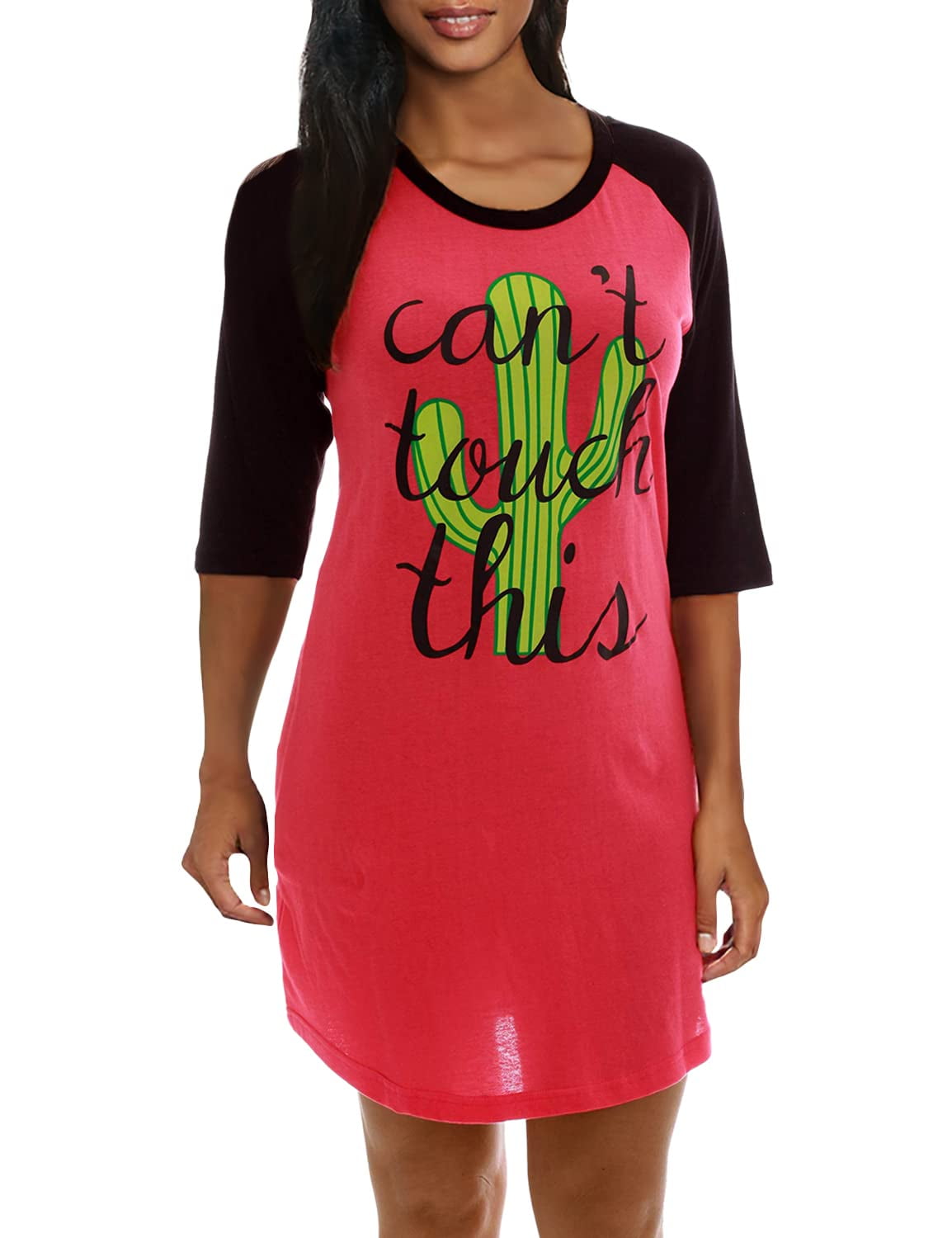 Just Love 100% Cotton Sleep Dress for Women Baseball Sleeve Nightshirt ...