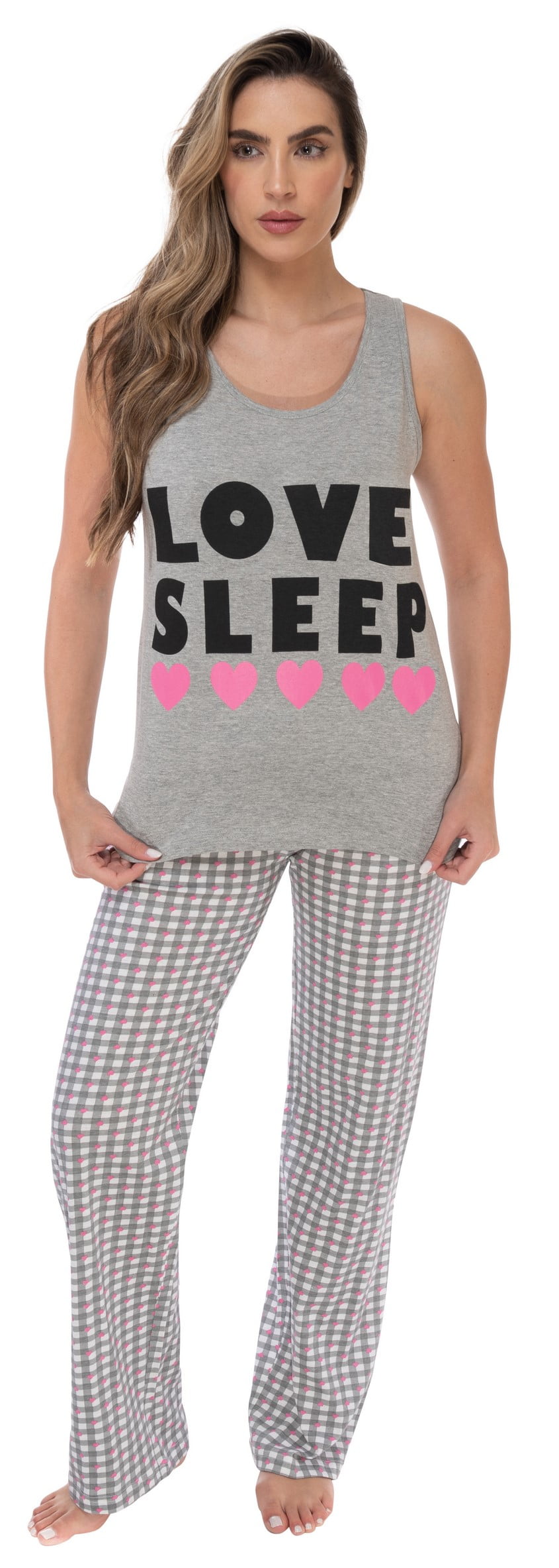 Just Love Women Sleepwear Pajama Sets, Cotton, Grey Plaid, 3X ...