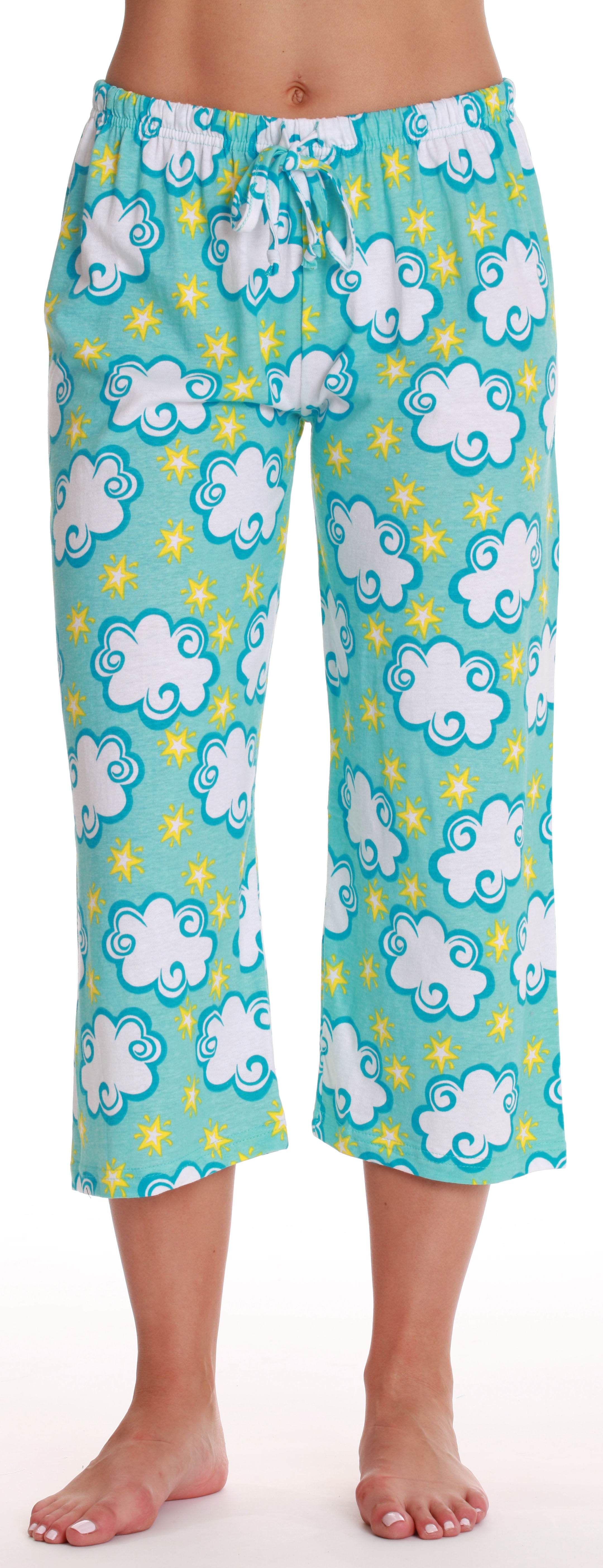 Just Love, Women's Cotton Capri Pajama Pants, S-3X, Blue Big Cloud ...