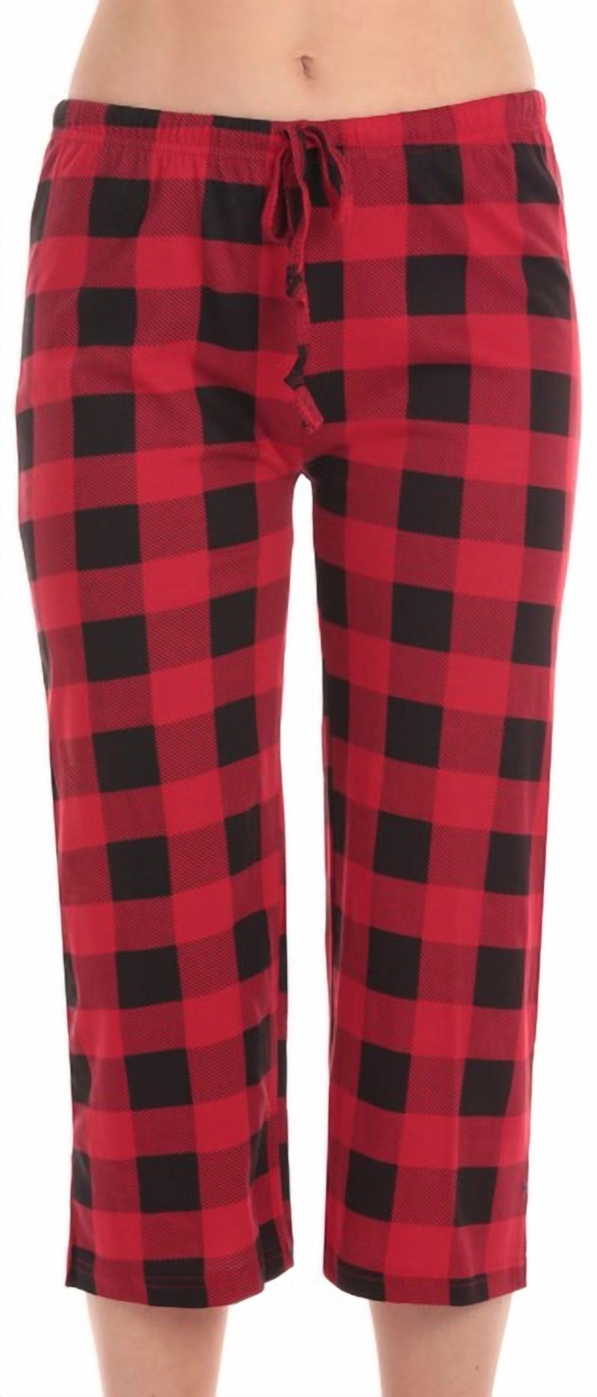 Just Love Women's Cotton Capri Pajama Pants Sleepwear Red Buffalo Plaid ...