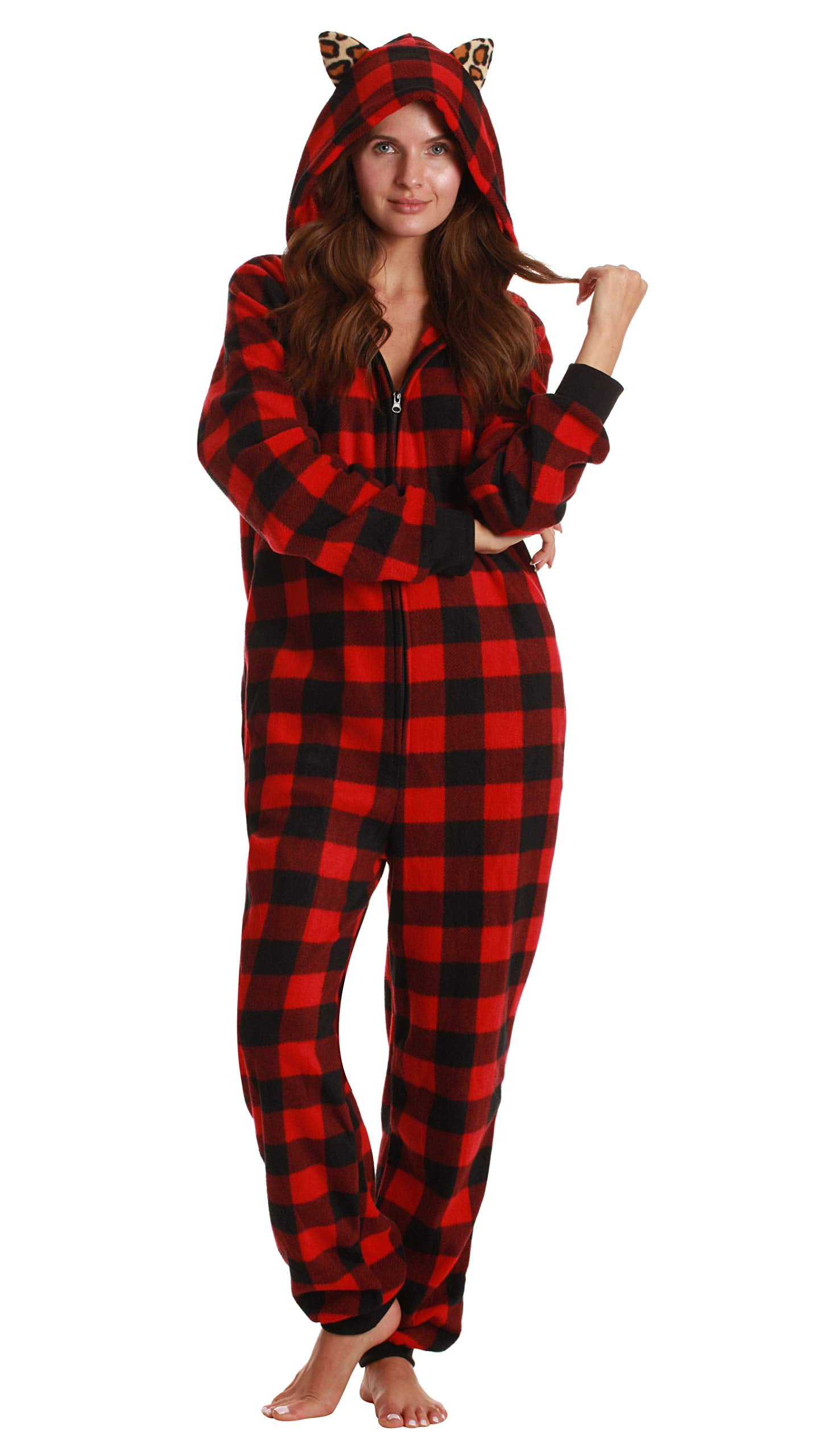 Just Love Adult Bodysuit with Animal Prints / Pajamas (Buffalo Plaid ...