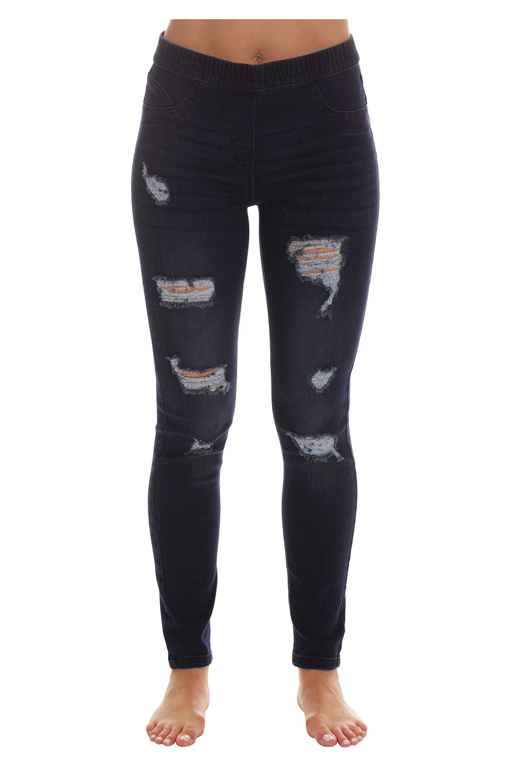 Just Love Women's Dark Ripped Denim Jeggings, Stretch Fabric, Plus Size ...