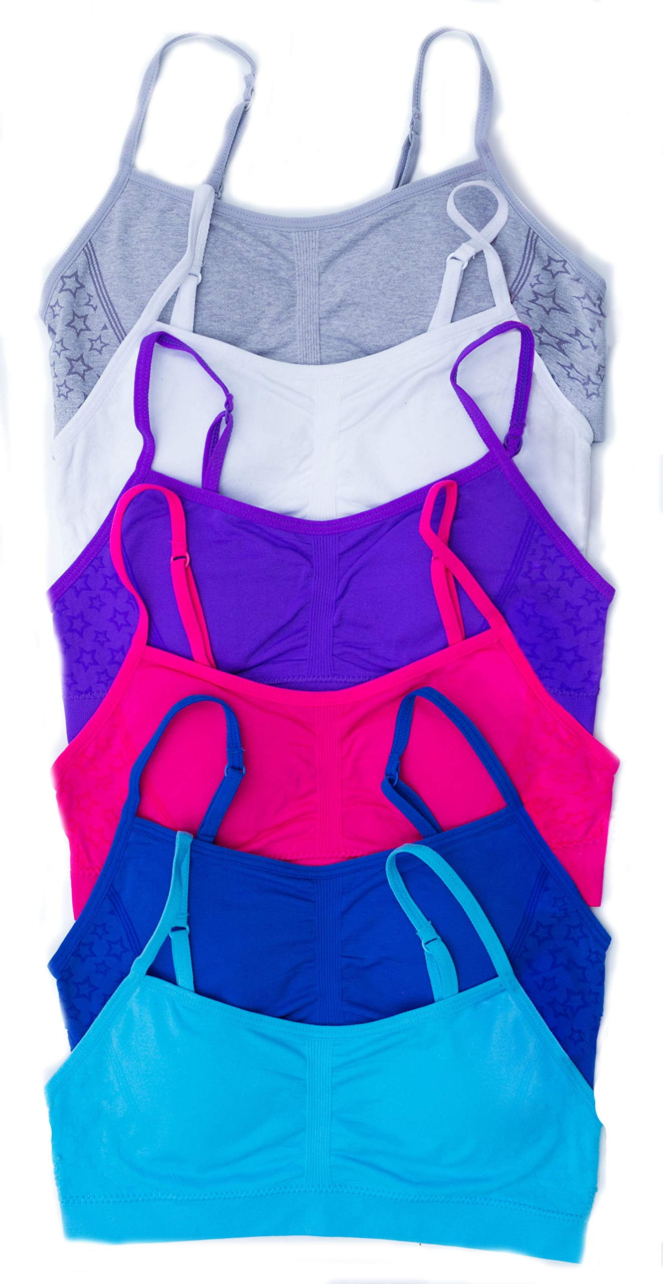 Just Love Padded Sports Bras for Kids, Teens & Young Girls (Pack of 6 ...