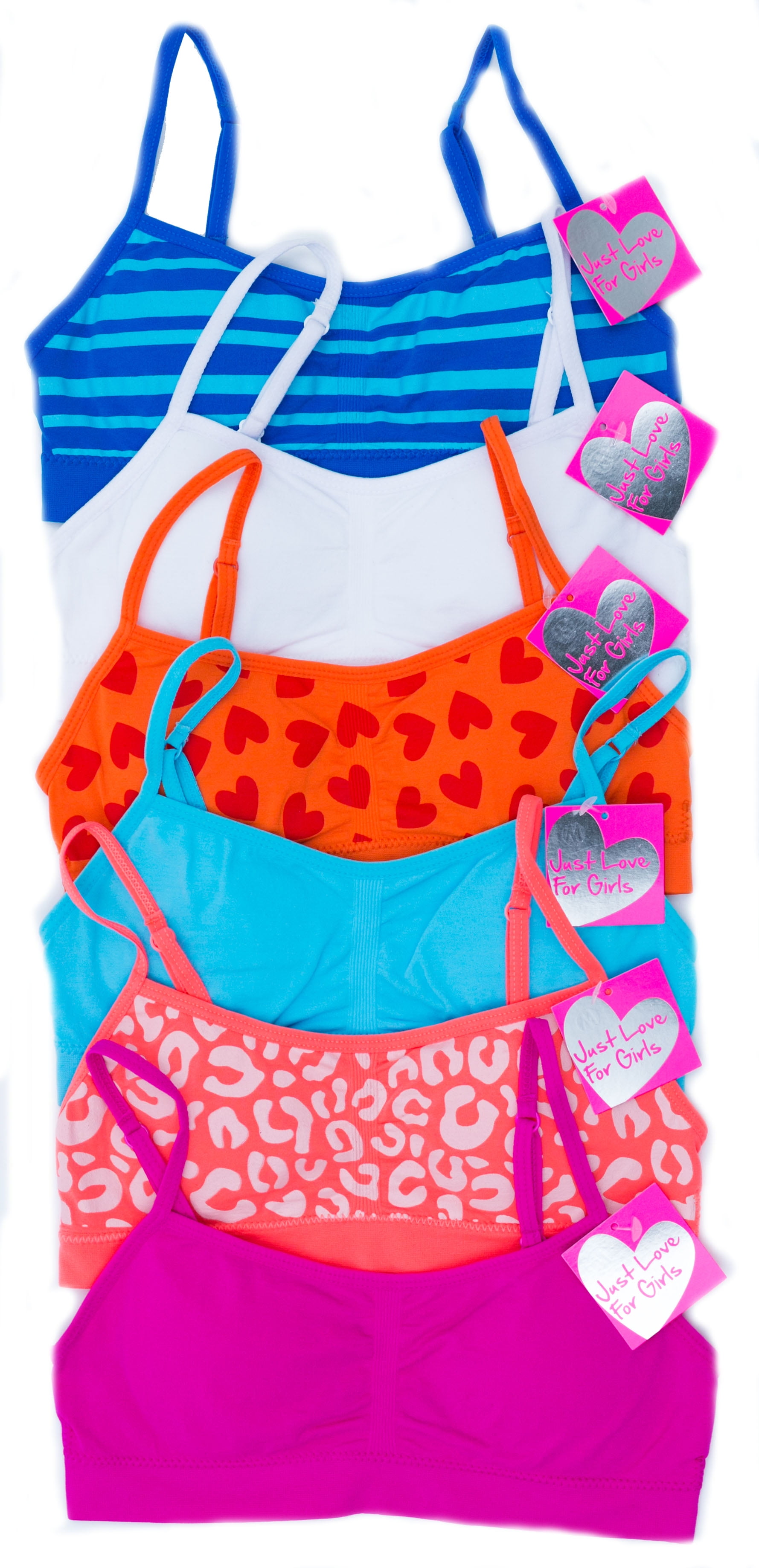 Just Love Girls Sports Bras, Seamless Adjustable Pack of 6, X-Large 38A ...