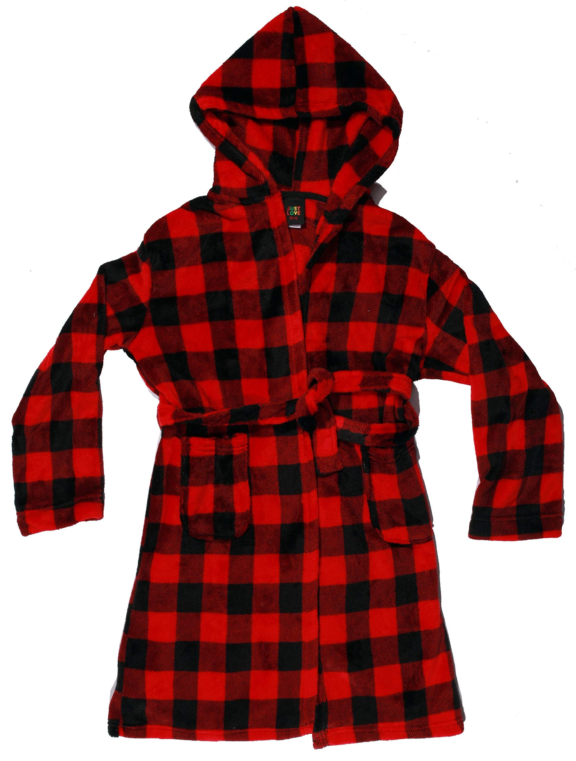 Just Love Girls' Plush Velour Robe - Cozy Buffalo Plaid Bathrobe for ...