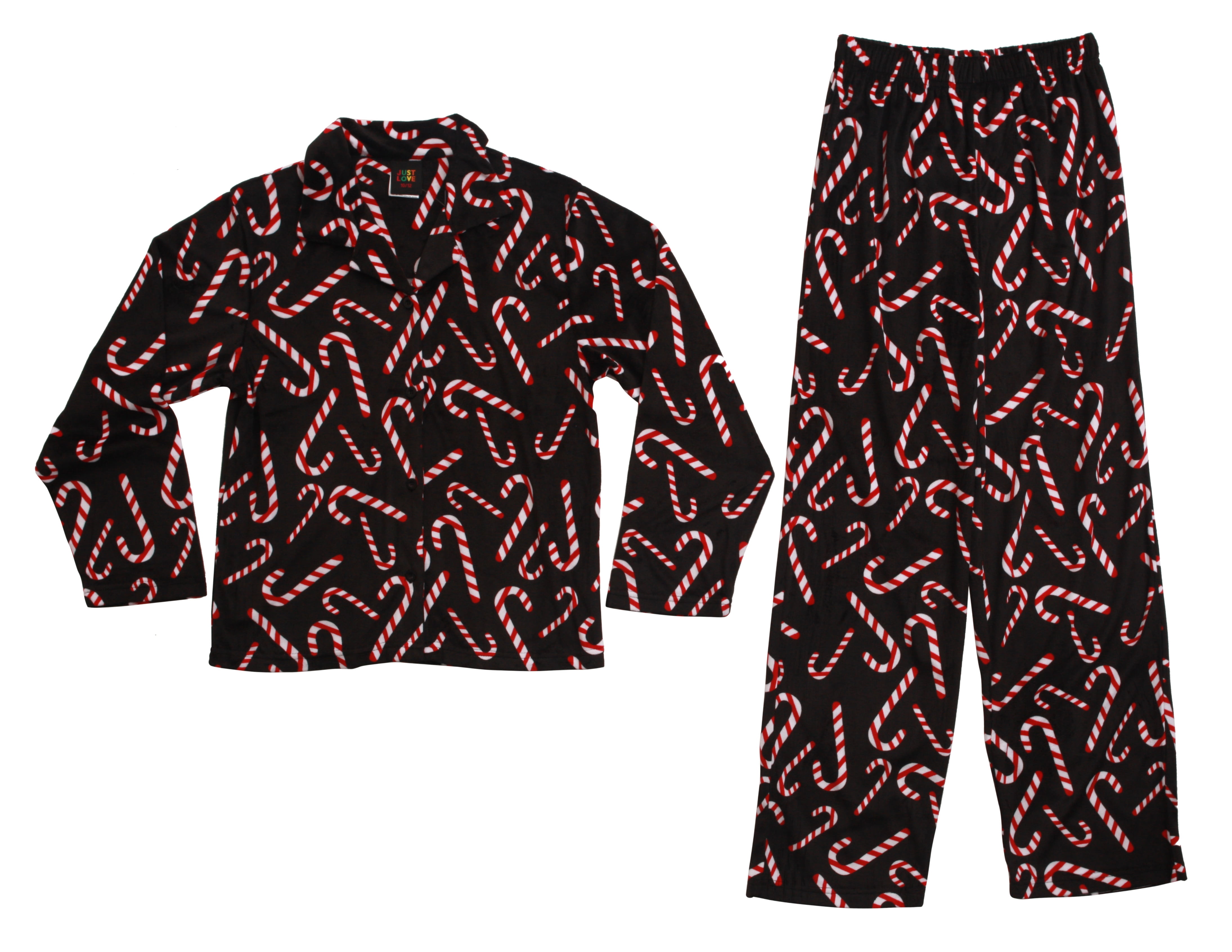 Just Love Girls Velour Pajama Coat Sets (Black - Candy Cane, 4 ...