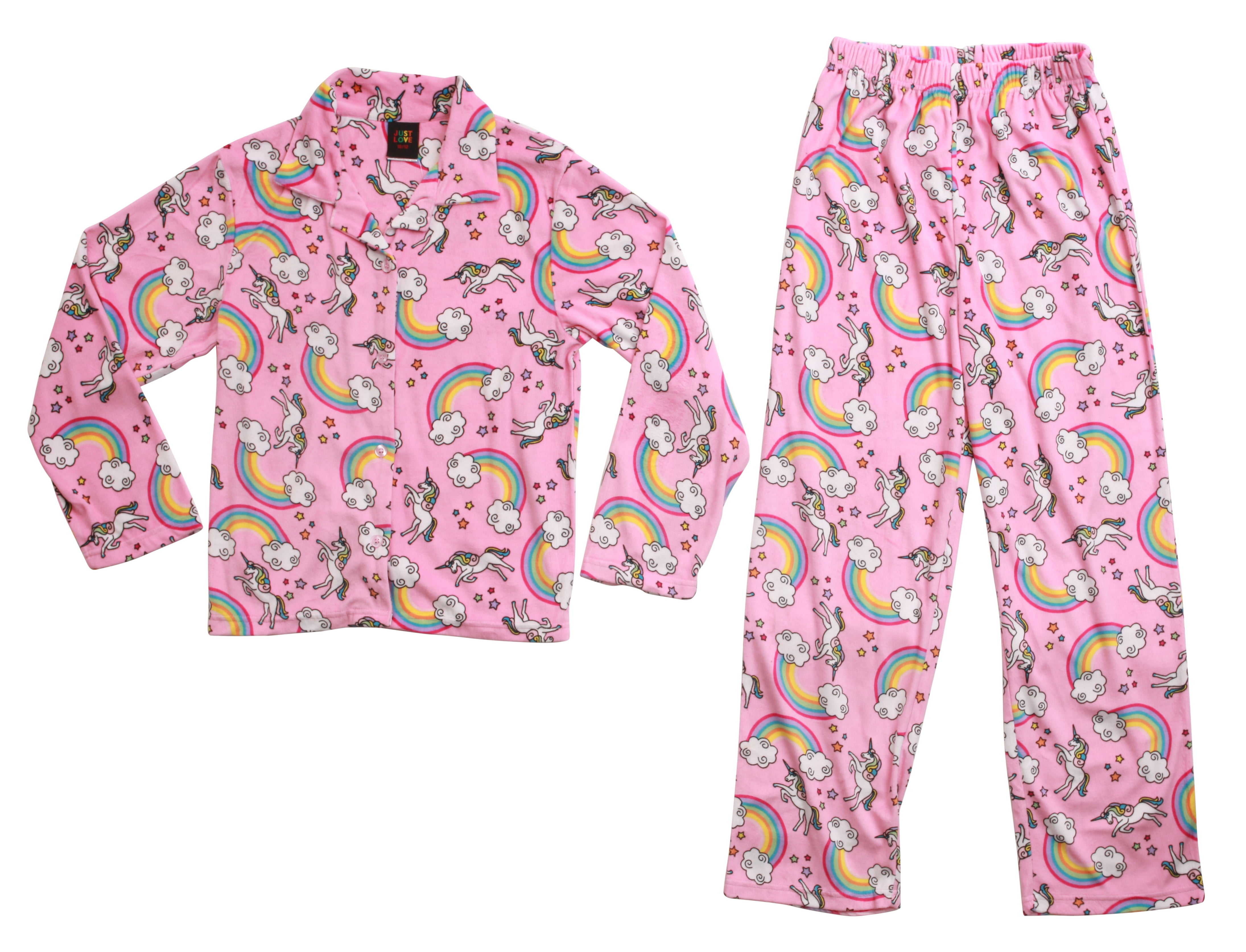Just Love Girls Velour Pajama Coat Sets (Pink - Unicorn and Rainbow, 10 ...