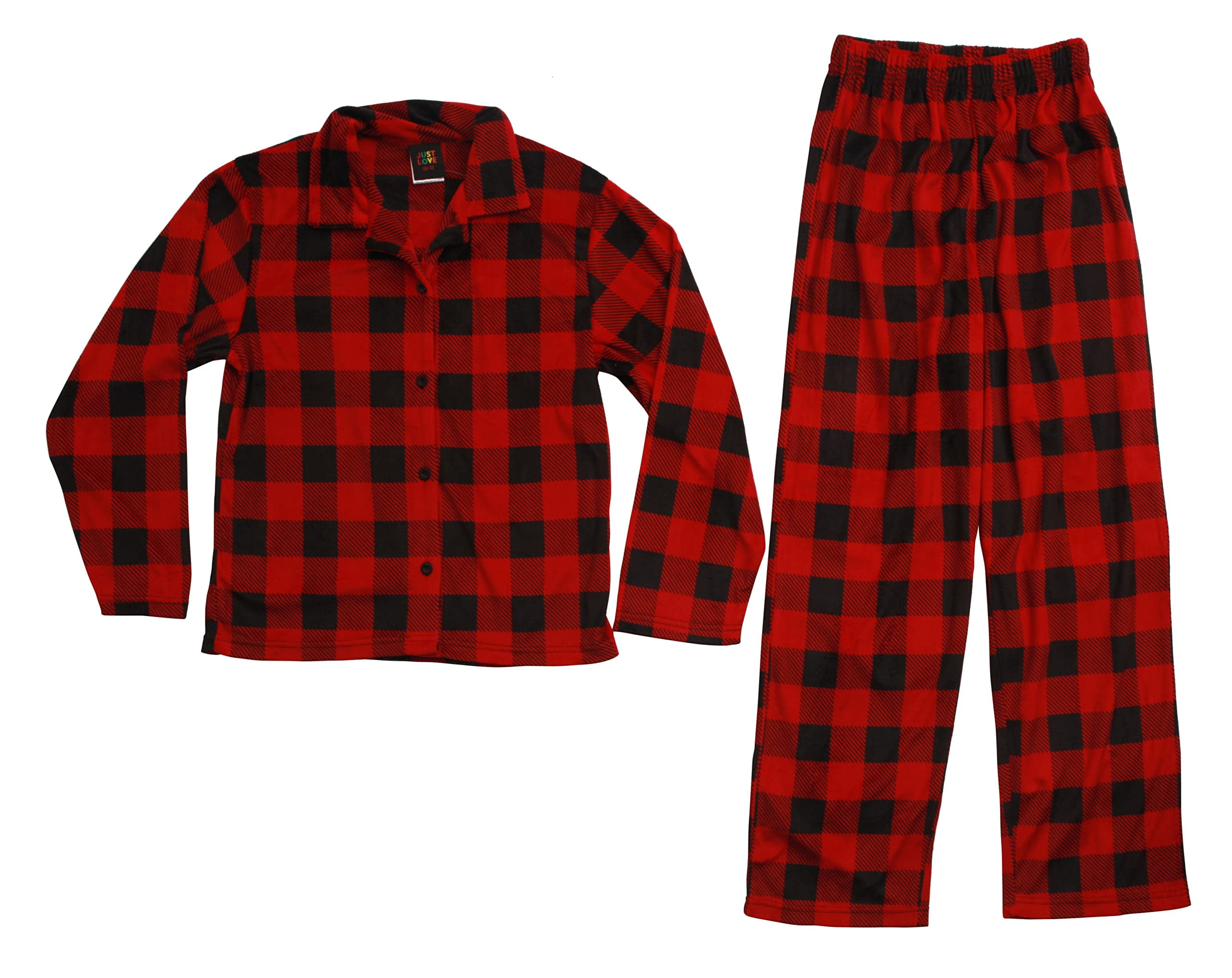 Just Love Girls Velour Pajama Coat Sets (Red - Buffalo Plaid, 4 ...