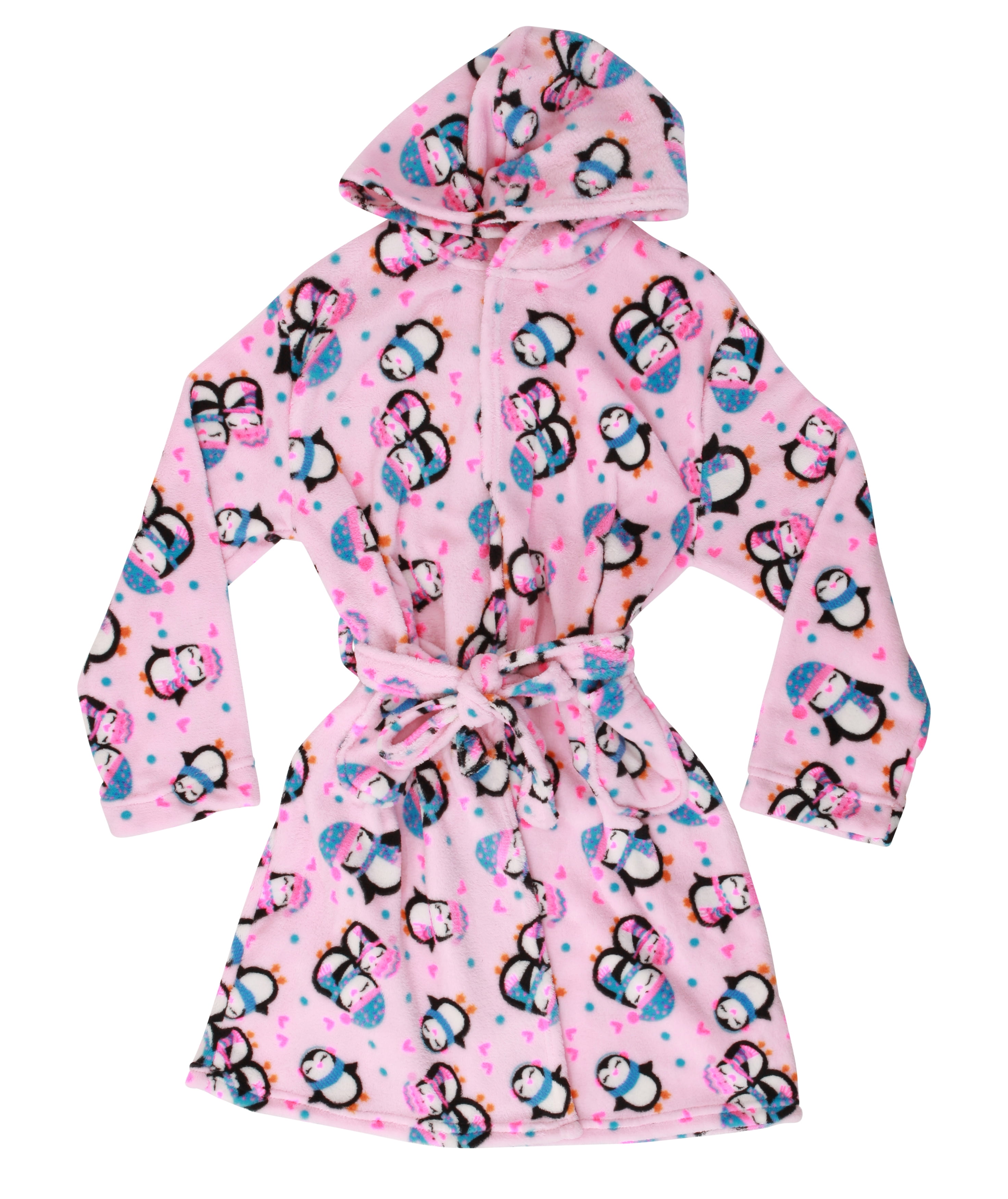 Just Love Hooded Plush Fleece Robe for Girls 75603-10426-7-8 (Penguin ...