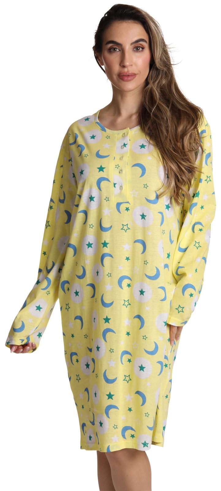 Just Love Long Sleeve Nightgown Sleepwear 7007-116-XL (Yellow ...