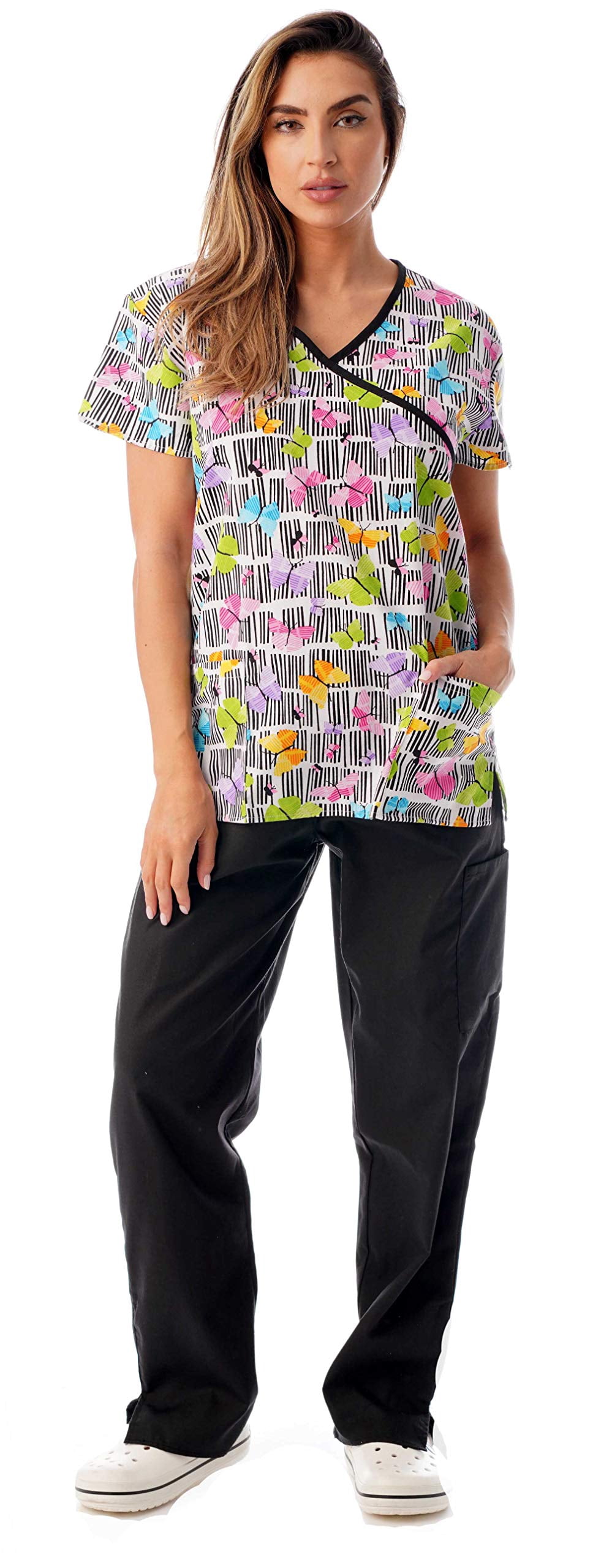 Just Love Nursing Scrubs Set for Women Print Scrubs 1311WJ-2-XS (Multi ...