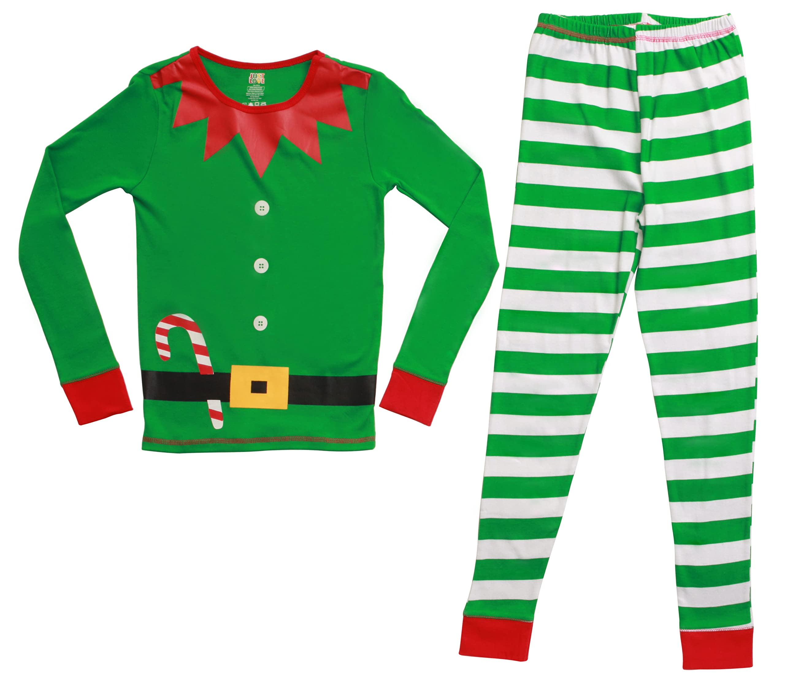Just Love Christmas Kids' Little Jammies Pajama Set for Girls (Elf ...