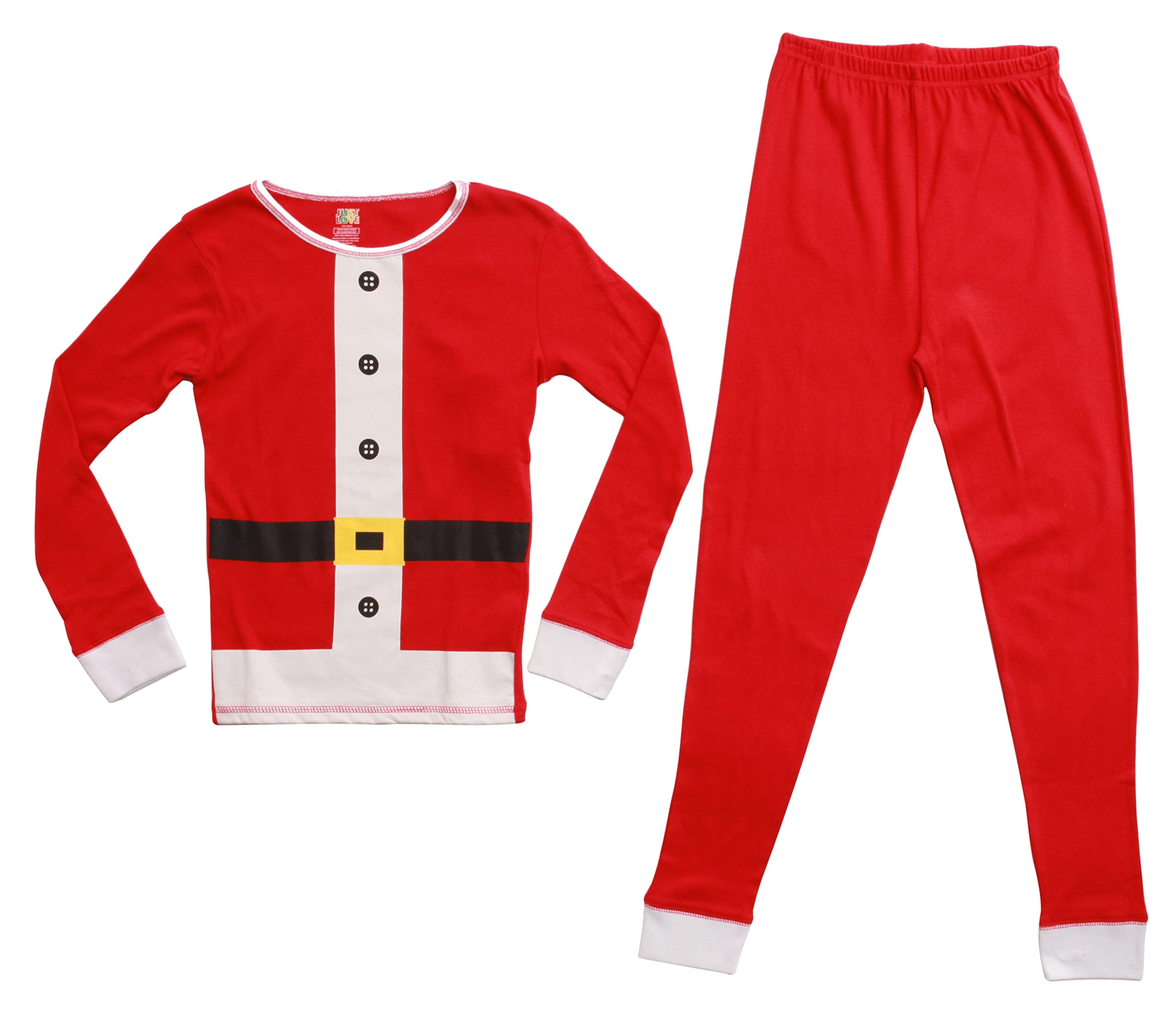 Just Love Pajamas for Girls Snug-Fit Cotton Kids PJ Set (Santa Girls ...