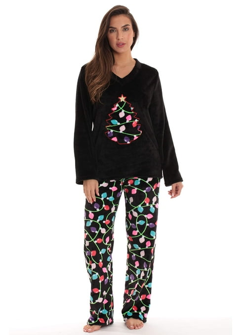 Dr. Seuss Women's The Grinch Who Stole Christmas Santa Fleece Buffalo Plaid Sleep Pajama 2 Piece ...