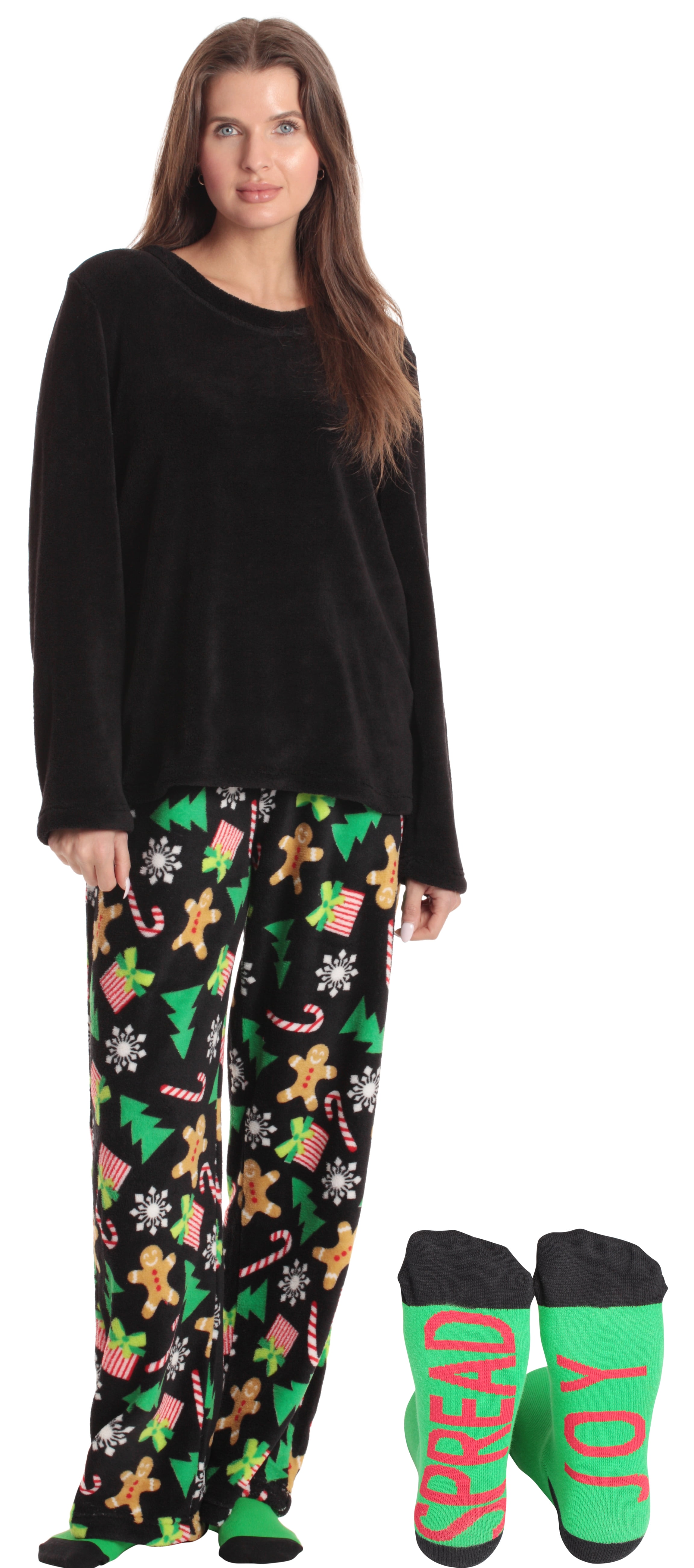 Just Love Plus Size Women's Pajama Lounge Set with Matching Socks ...