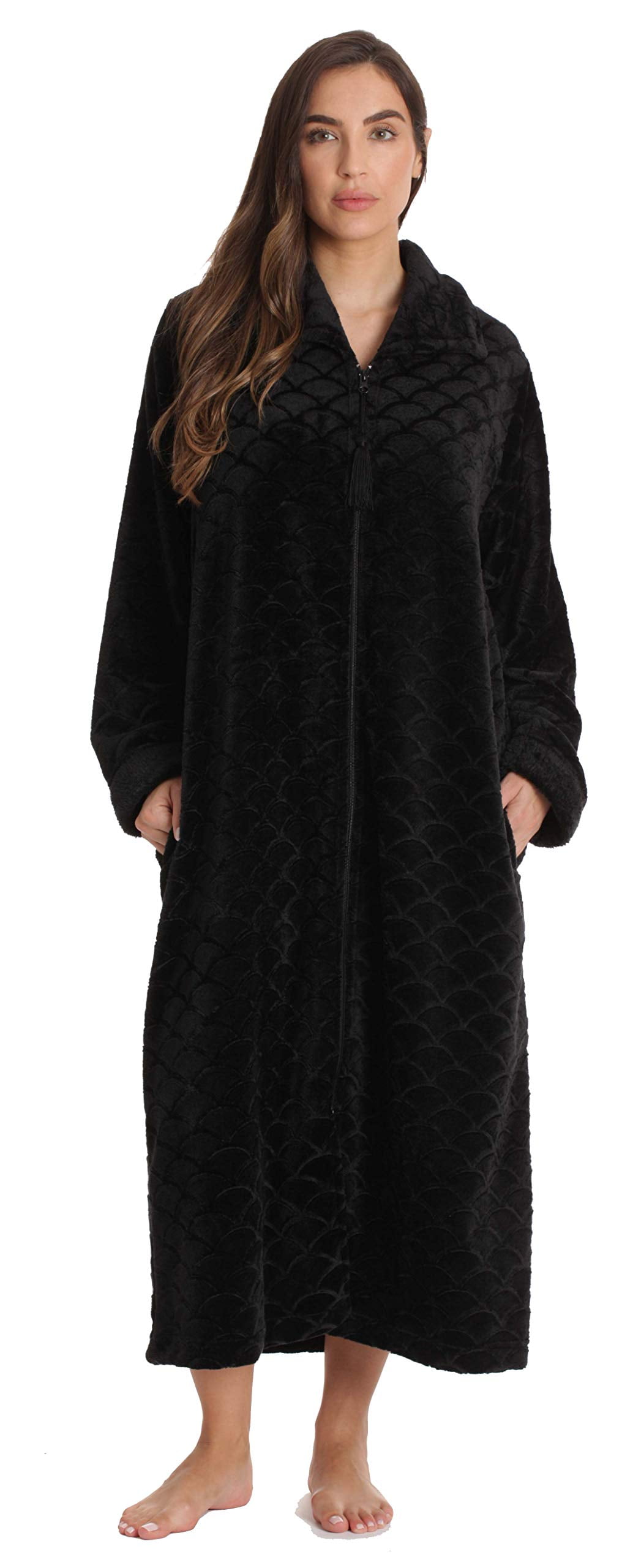 Just Love Women's Plus Size Long Warm Front Zip House Lounger Robe ...