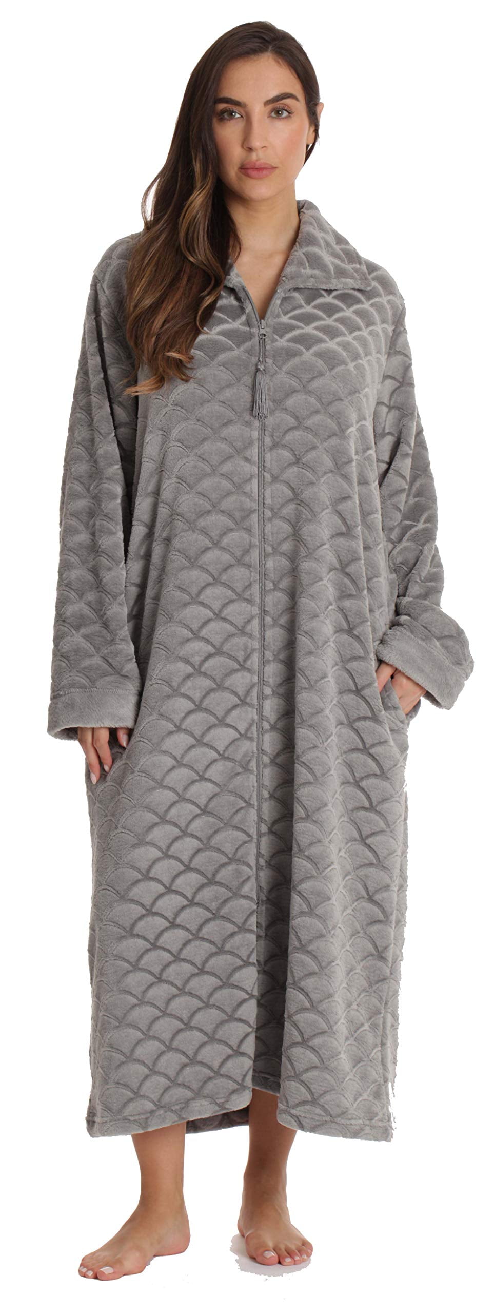 Just Love Plus Size Full-Length Zipper Warm Lounger Robe for Women ...