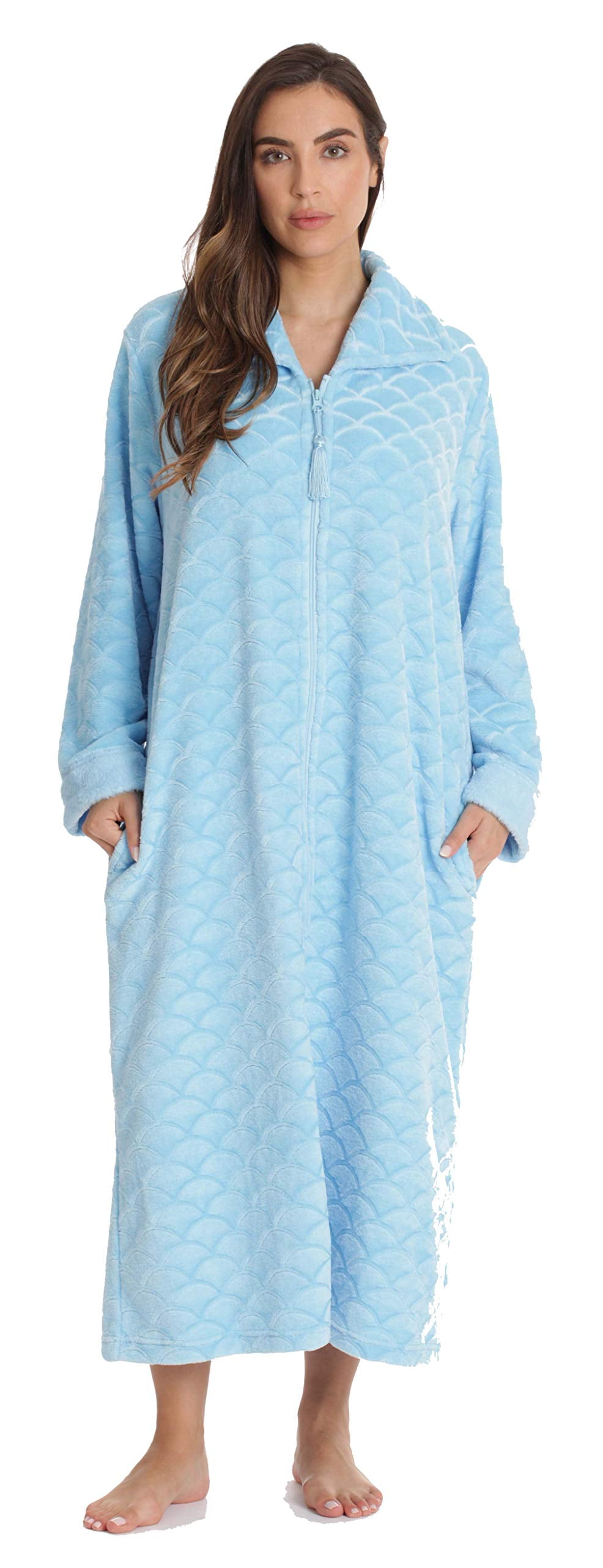 Just Love Front Zip Plus Size Warm Fleece Full Length Women's Lounger ...