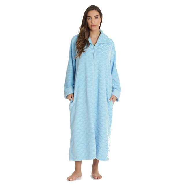 Just Love Plus Size Full Length Front Zip Warm House Lounger Robe for ...