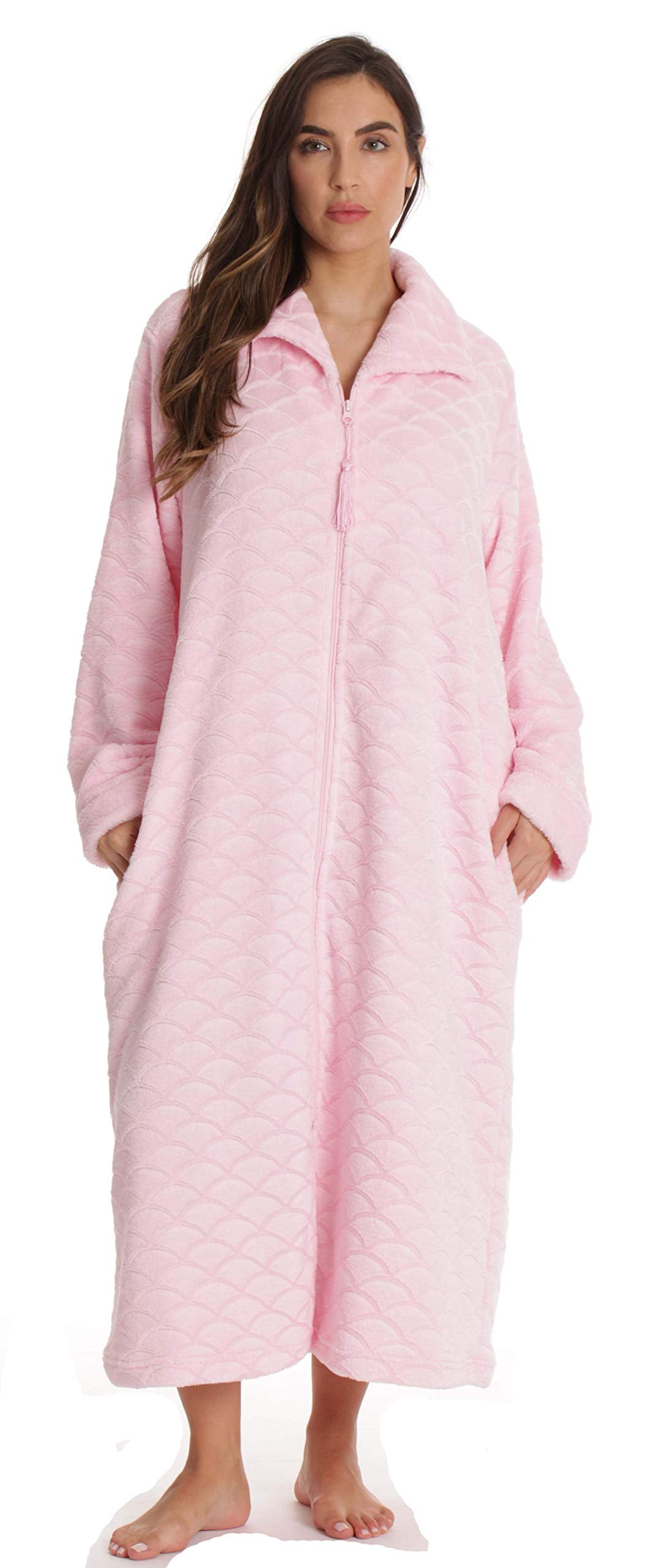 Just Love Women's Plush Lounger Robe with Full Length Front Zipper ...