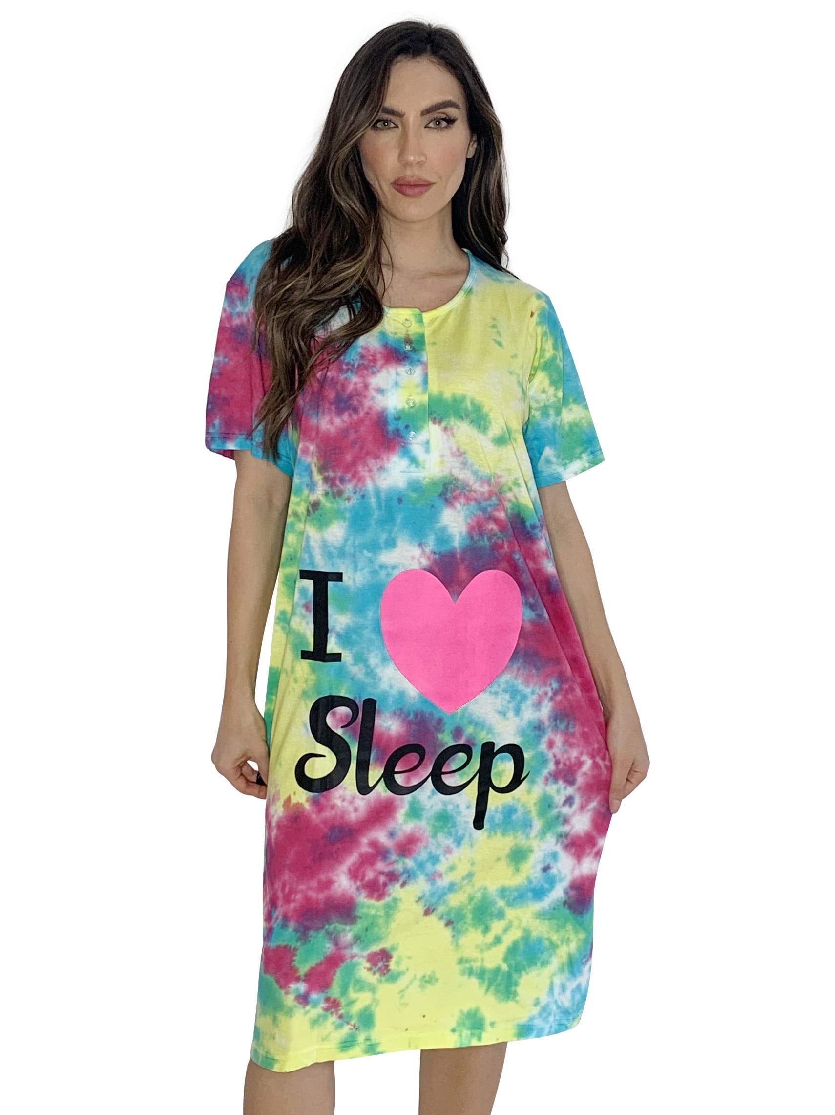 Just Love Short Sleeve Nightgown Sleep Dress for Women, Oversized ...