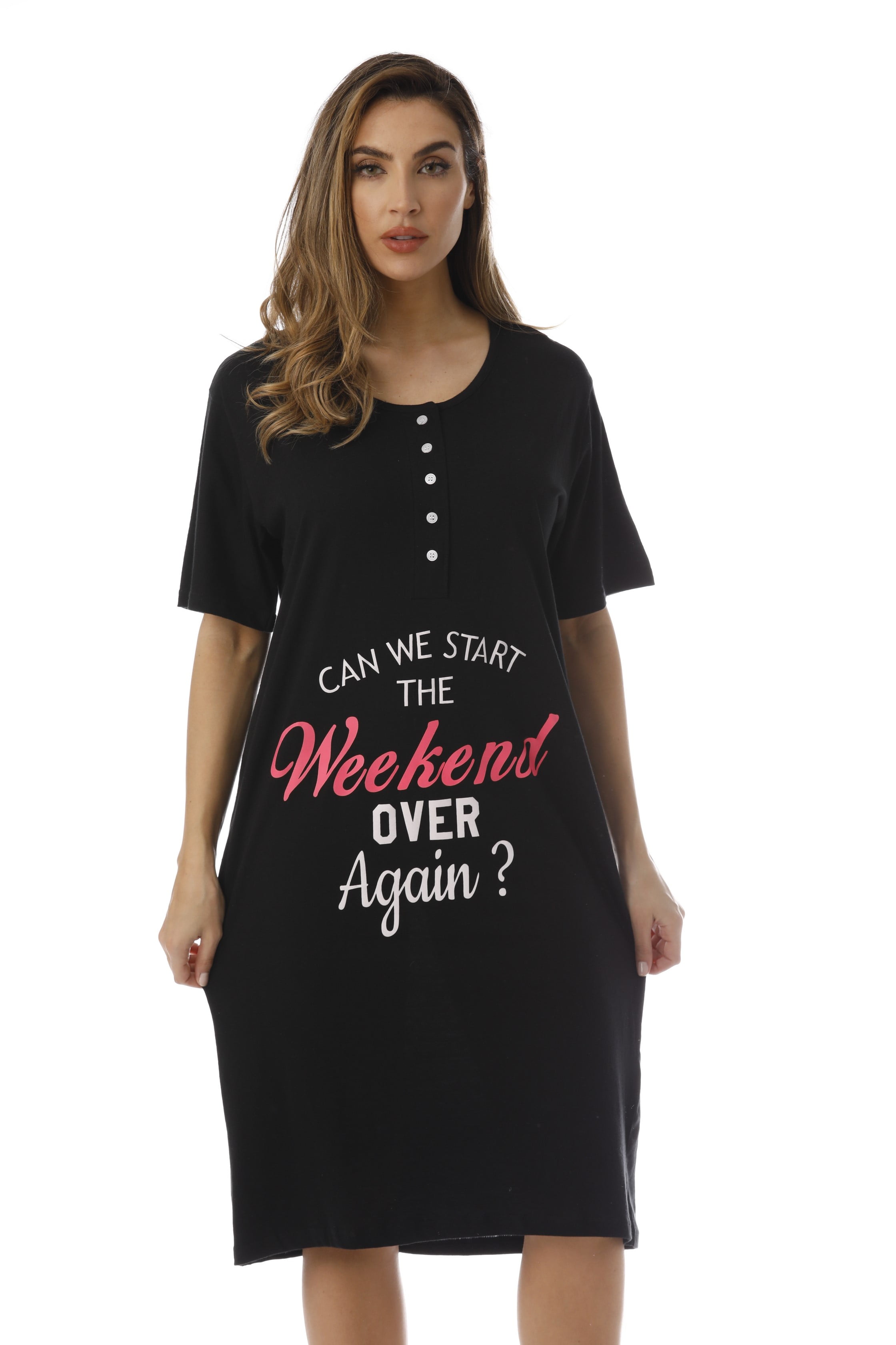 Just Love Short Sleeve Nightgown Oversized Screen Print Sleep Dress for ...
