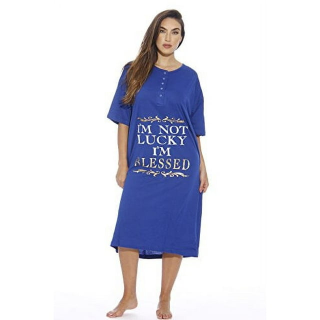 Just Love Short Sleeve Nightgown Oversized Screen Print Sleep Dress for ...