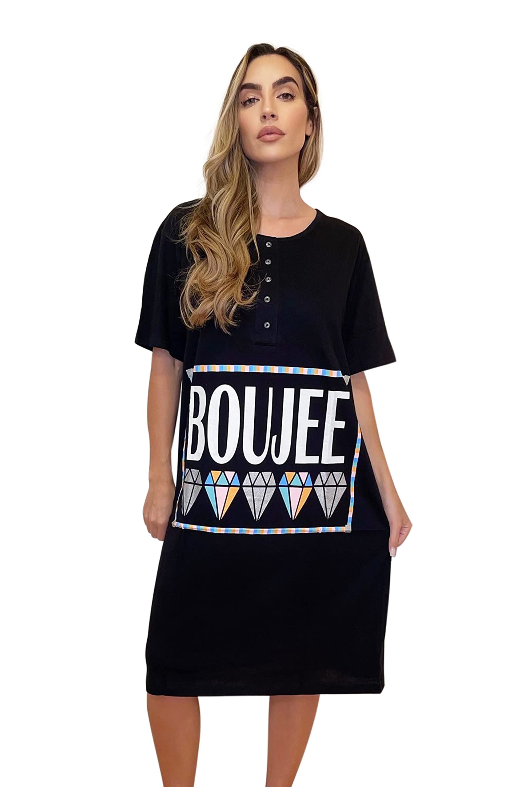 Just Love Short Sleeve Nightgown Sleep Dress for Women (Black - Boujee ...