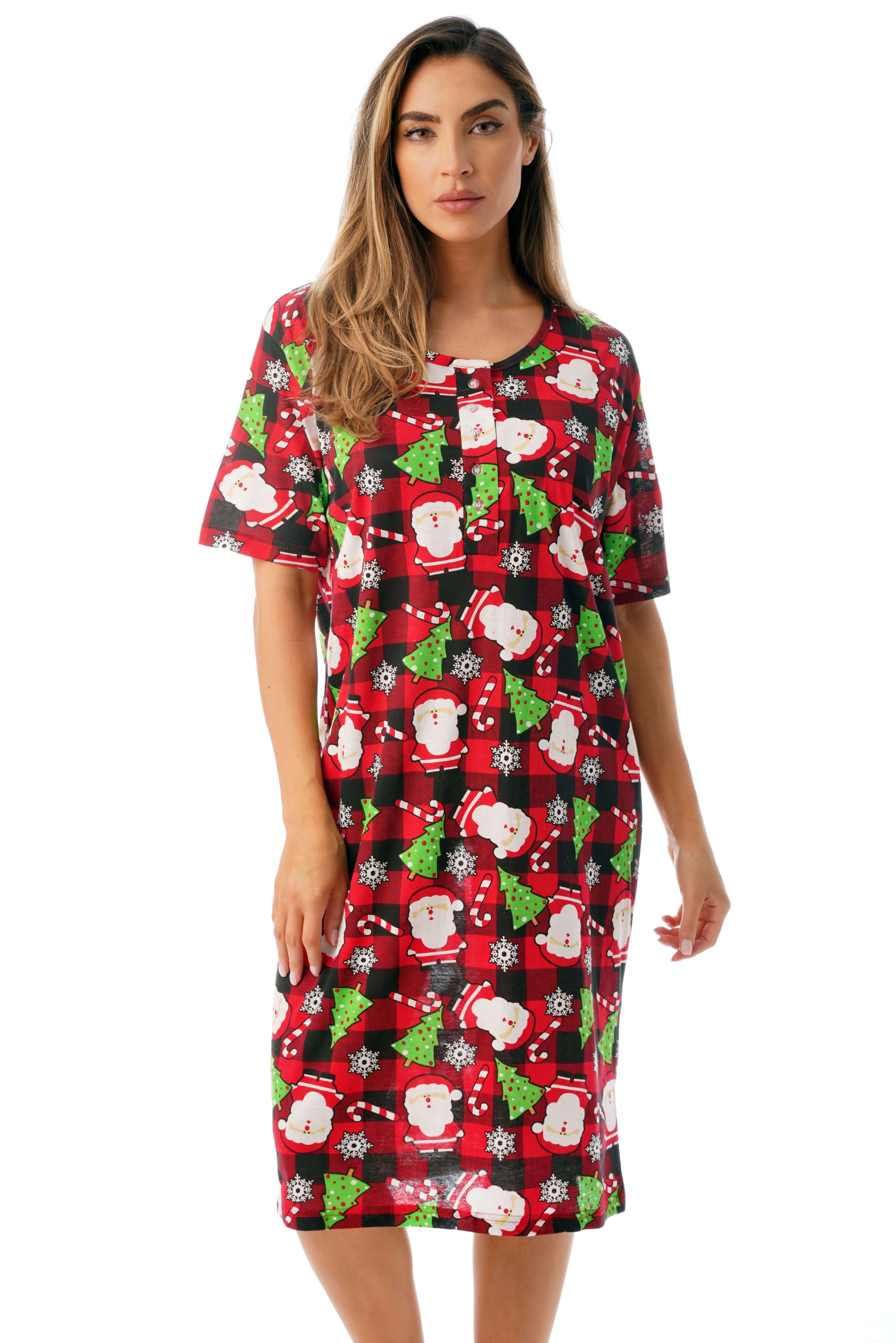 Just Love Short Sleeve Nightgown Sleep Dress for Women (Black - Buffalo ...