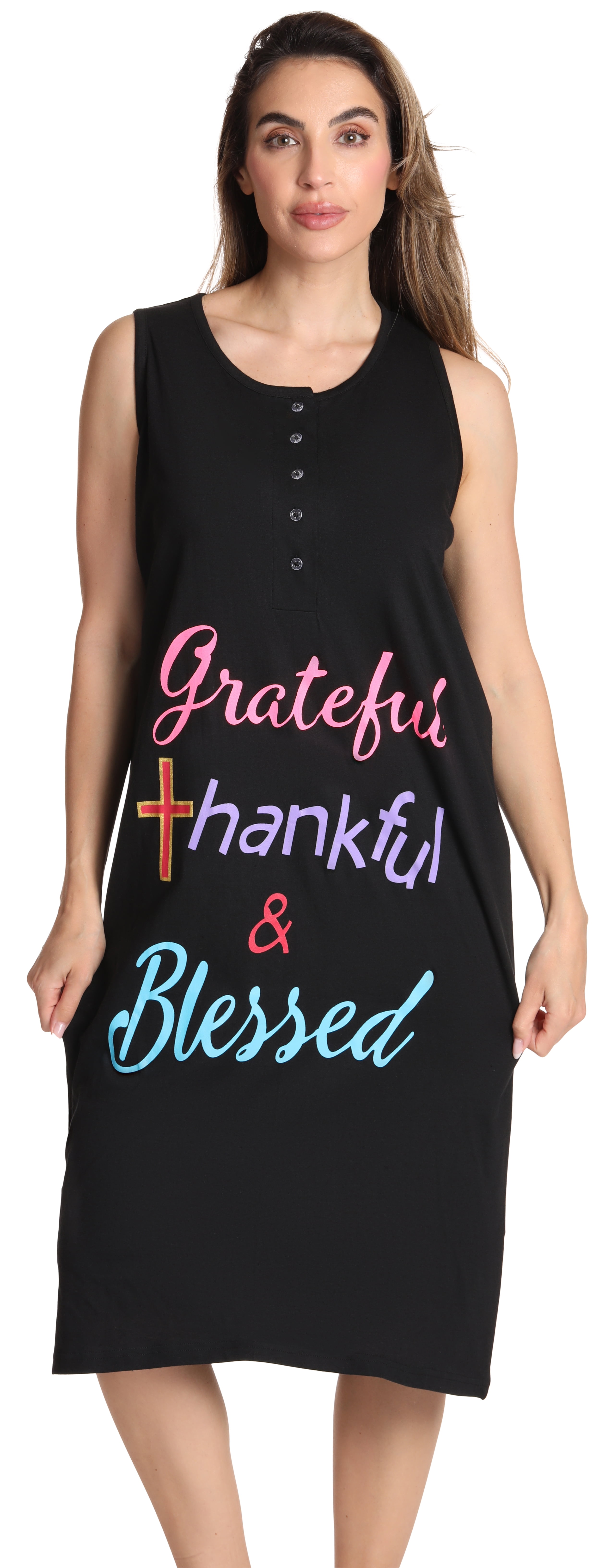 Just Love Short Sleeve Nightgown Sleep Dress for Women (Black ...