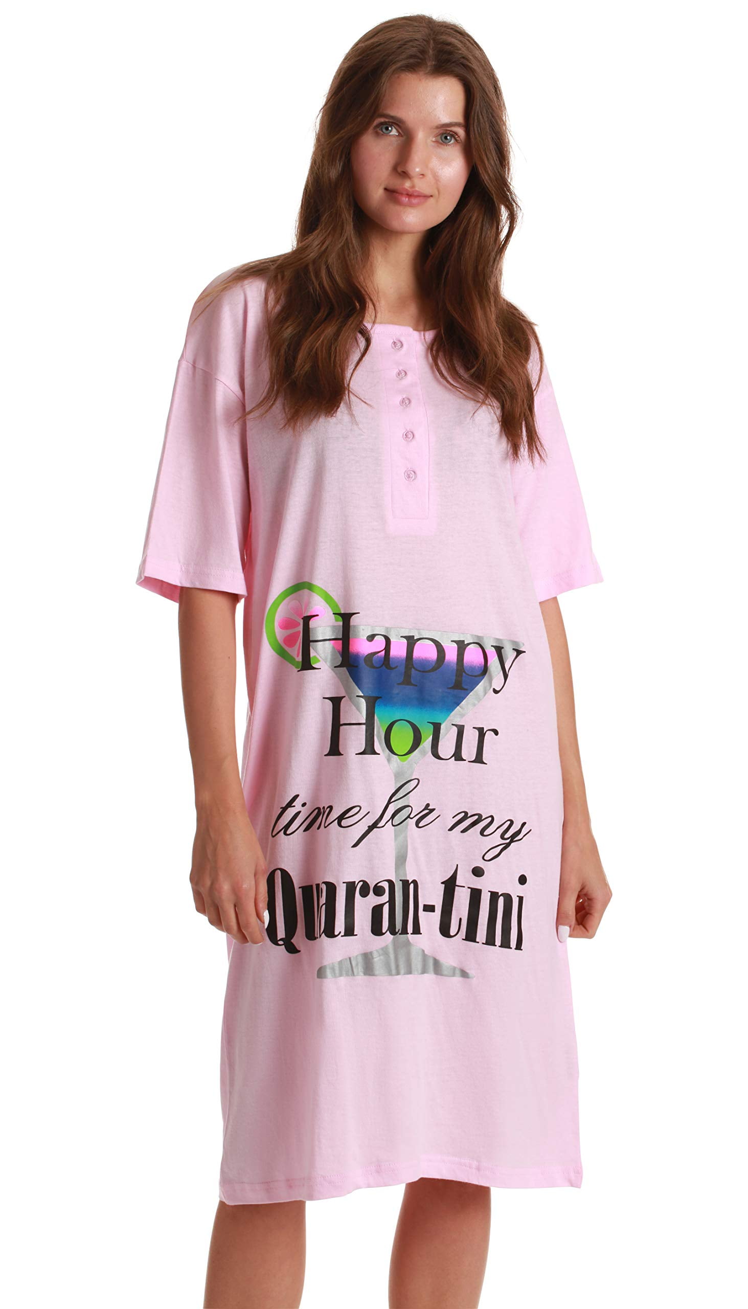Just Love Short Sleeve Nightgown Sleep Dress for Women (Pink - Happy ...