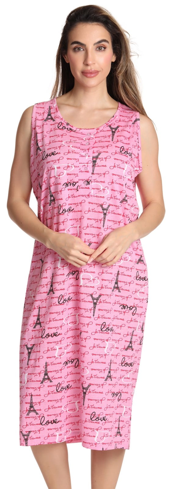 Just Love Short Sleeve Nightgown Sleep Dress for Women (Pink - Paris, 5X) - Walmart.com