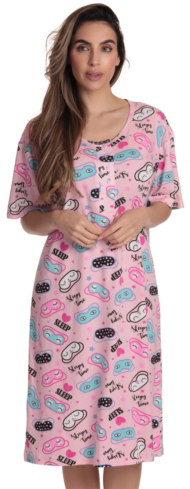 Just Love Short Sleeve Nightgown Sleep Dress for Women (Pink - Sleepy ...
